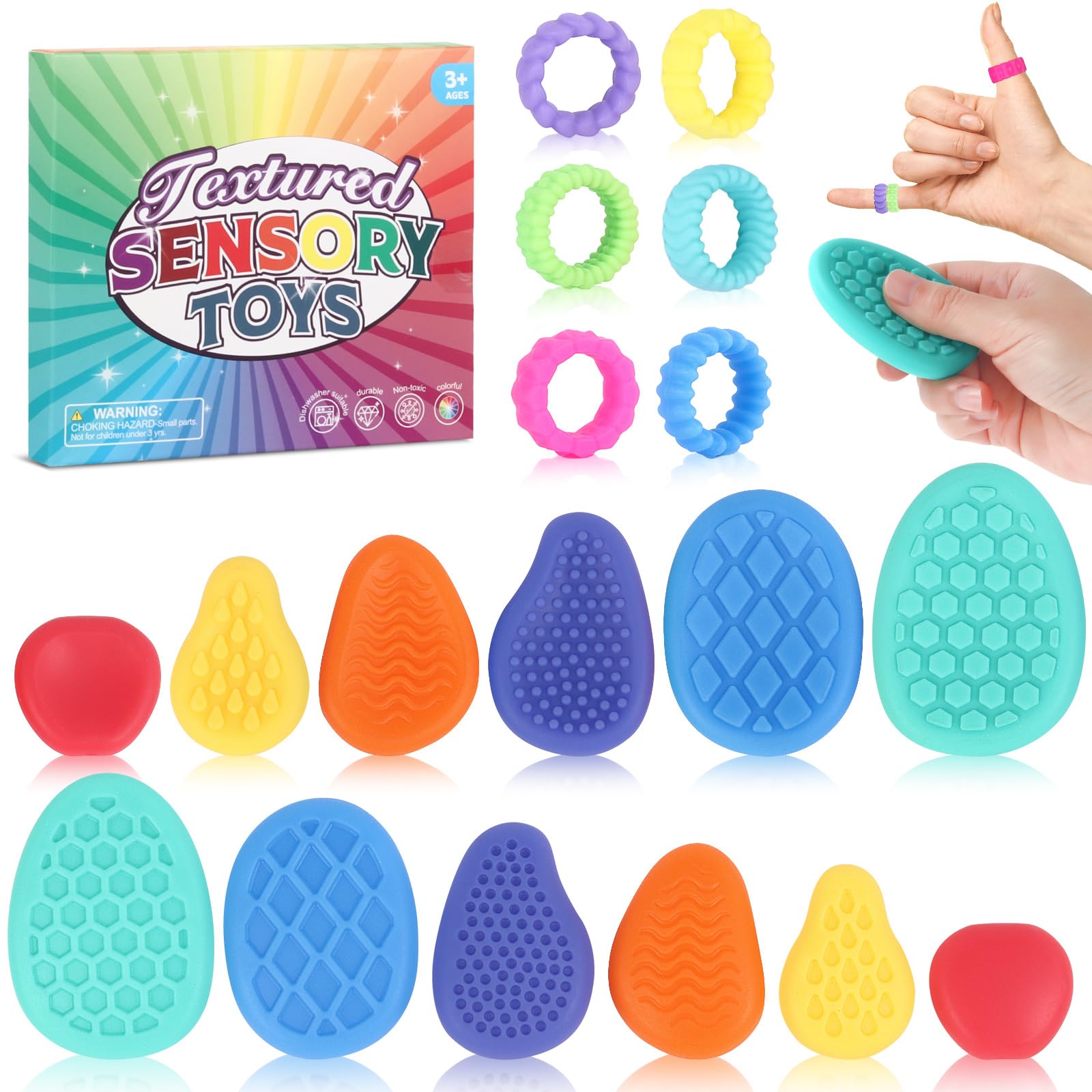 Amazon.com: YAYOSUE Fidget Sensory Stone Toys for Kids: 12 Pack ...