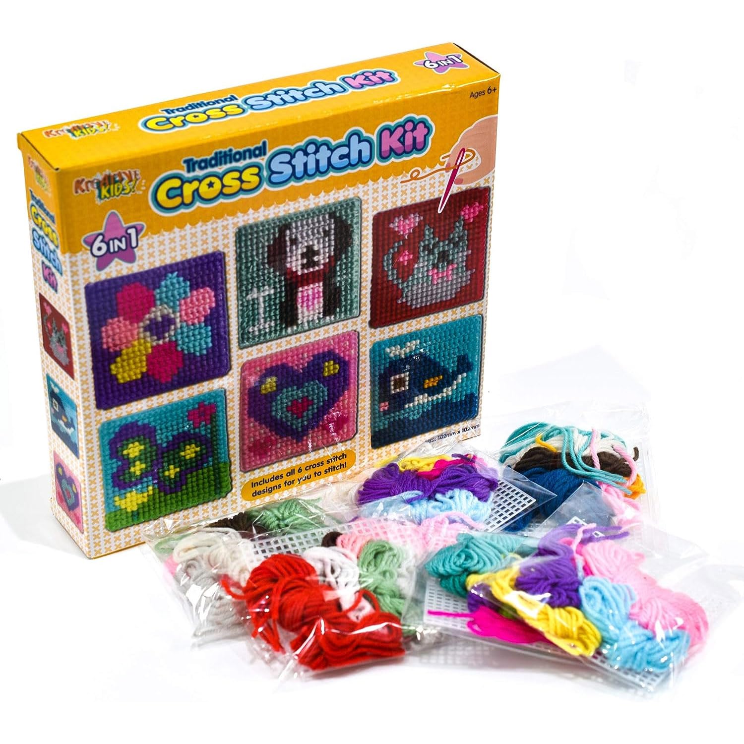 Traditional Cross Stitch Kit for Kids - 6 Fun Designs for Children to ...