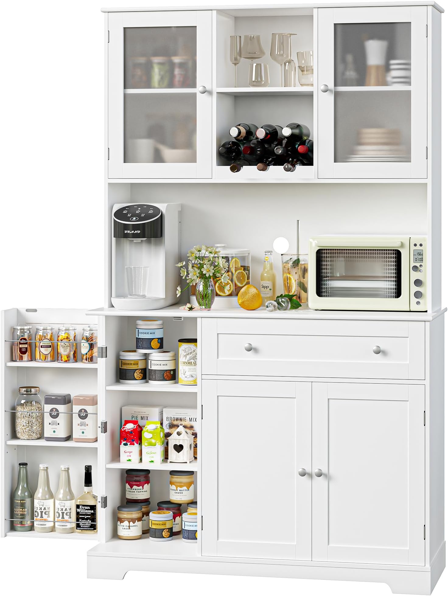 Amazon.com: HOSTACK Kitchen Pantry Storage Cabinet, Modern Buffet ...