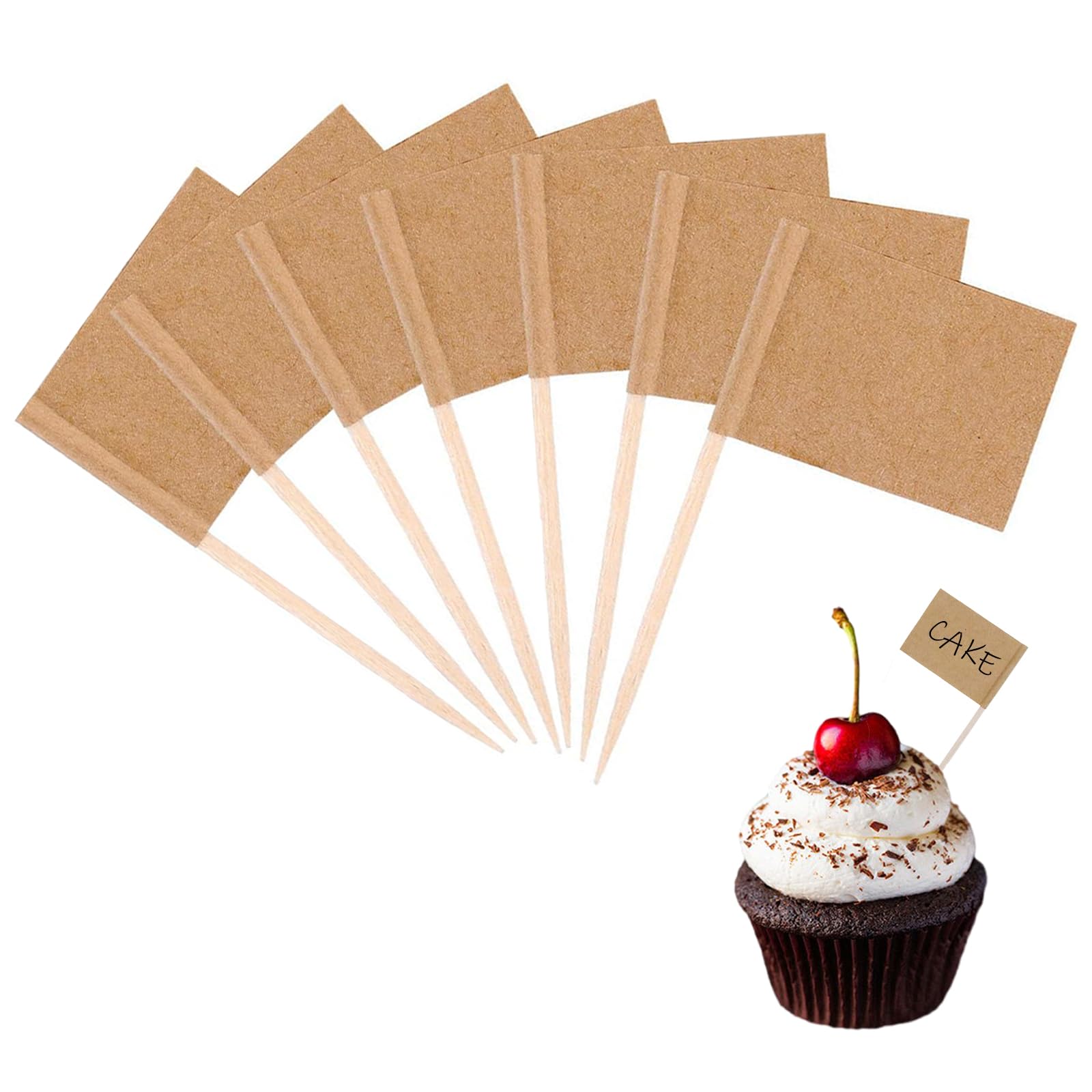 100 Pcs Food Labels, Food Flags for Buffets to Write On, Cupcake ...