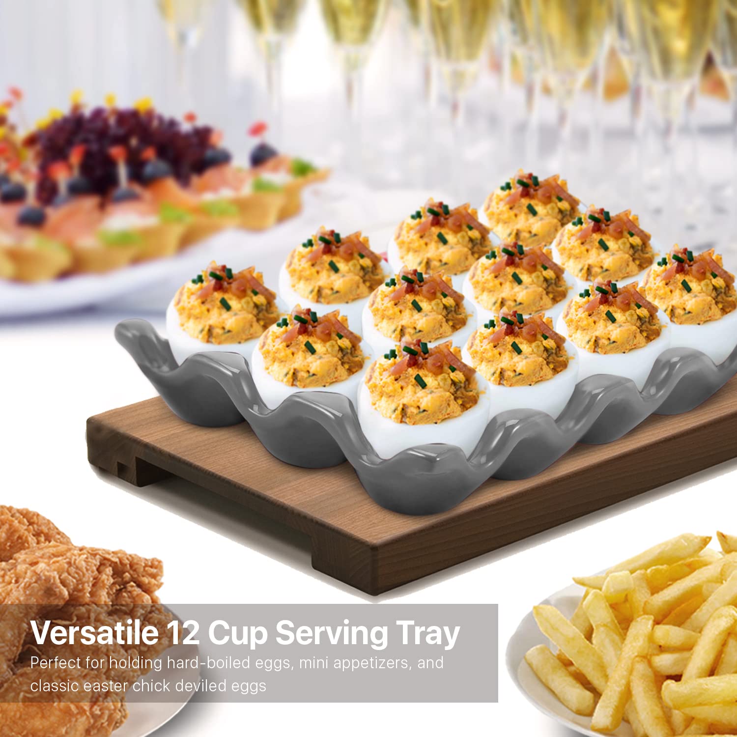 Snapklik.com : Flexzion Ceramic 12-Cup Egg Tray - One Dozen Porcelain ...