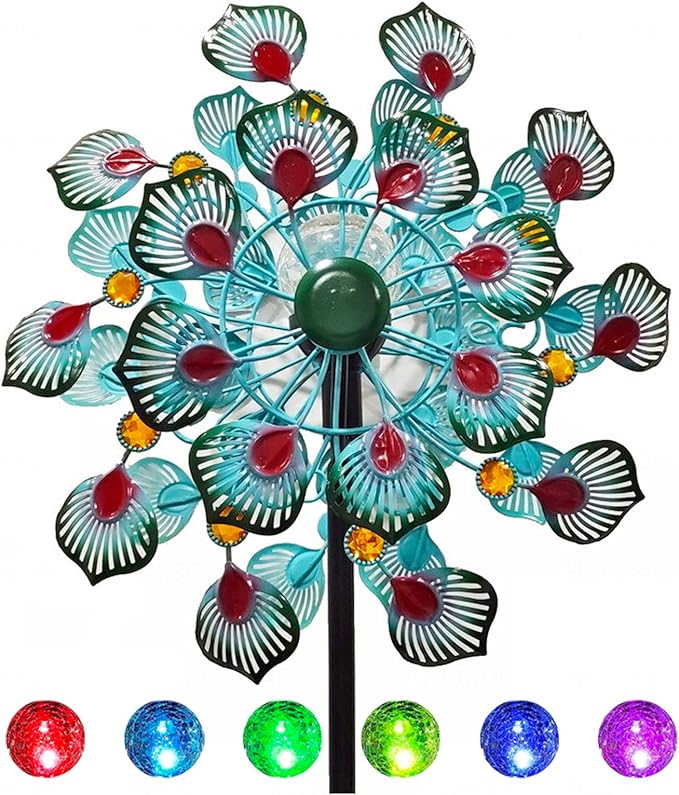 Amazon.com: 70in Kinetic Wind Spinner, Wind Streamer, Solar Powered ...