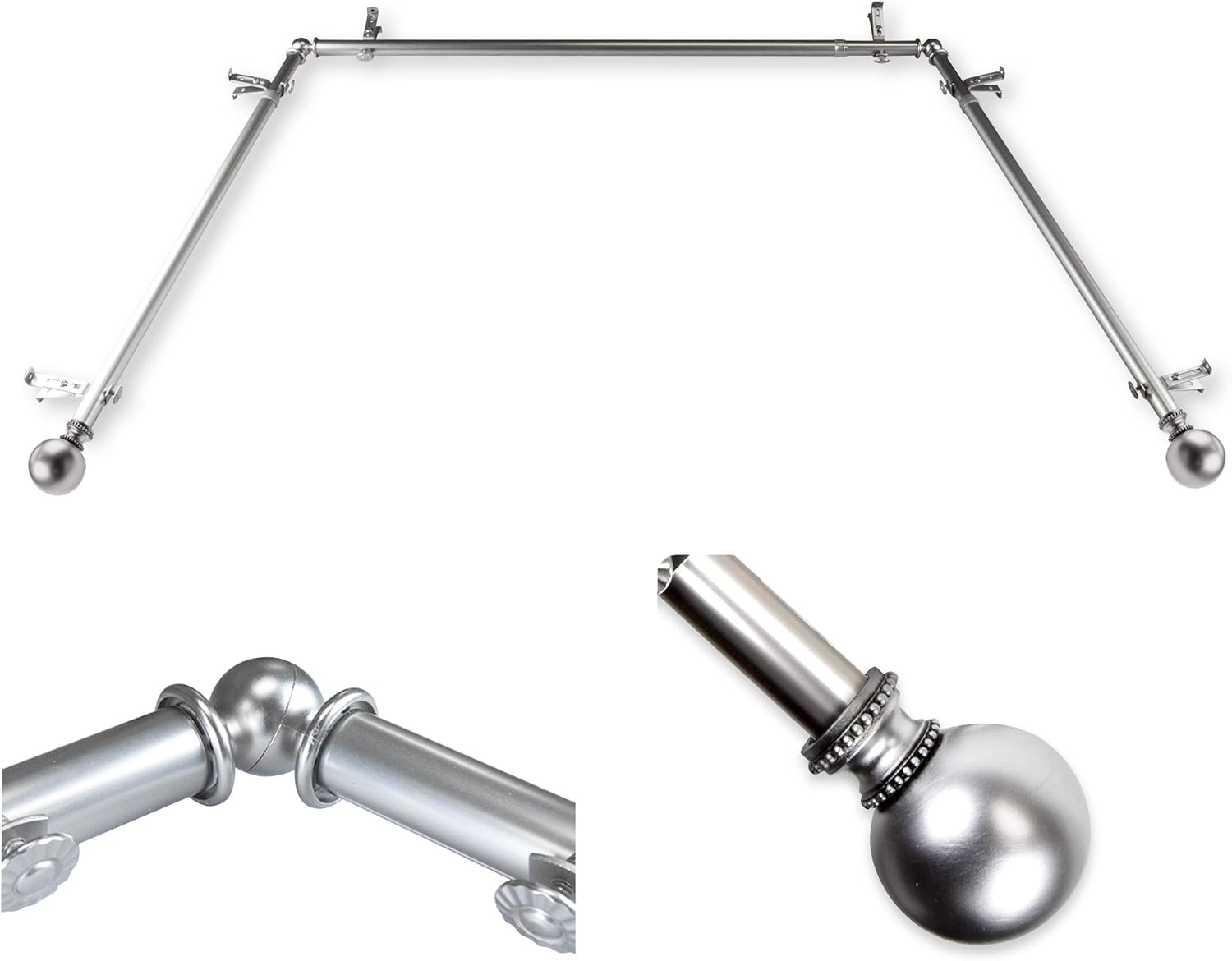 Amazon.com: A&F Rod Decor - Cleo 13/16" Bay Window Curtain Rod - Satin ...