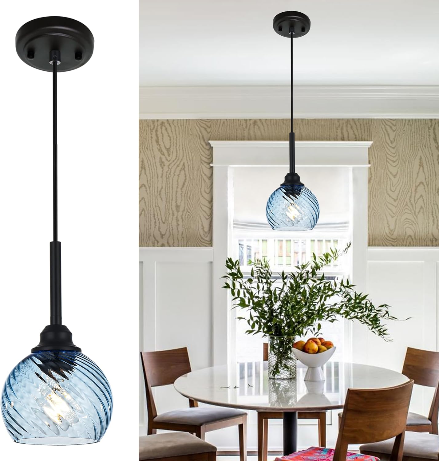 Amazon.com: MILUCES Kitchen Pendant Lighting Over Sink 1-Light Hanging ...