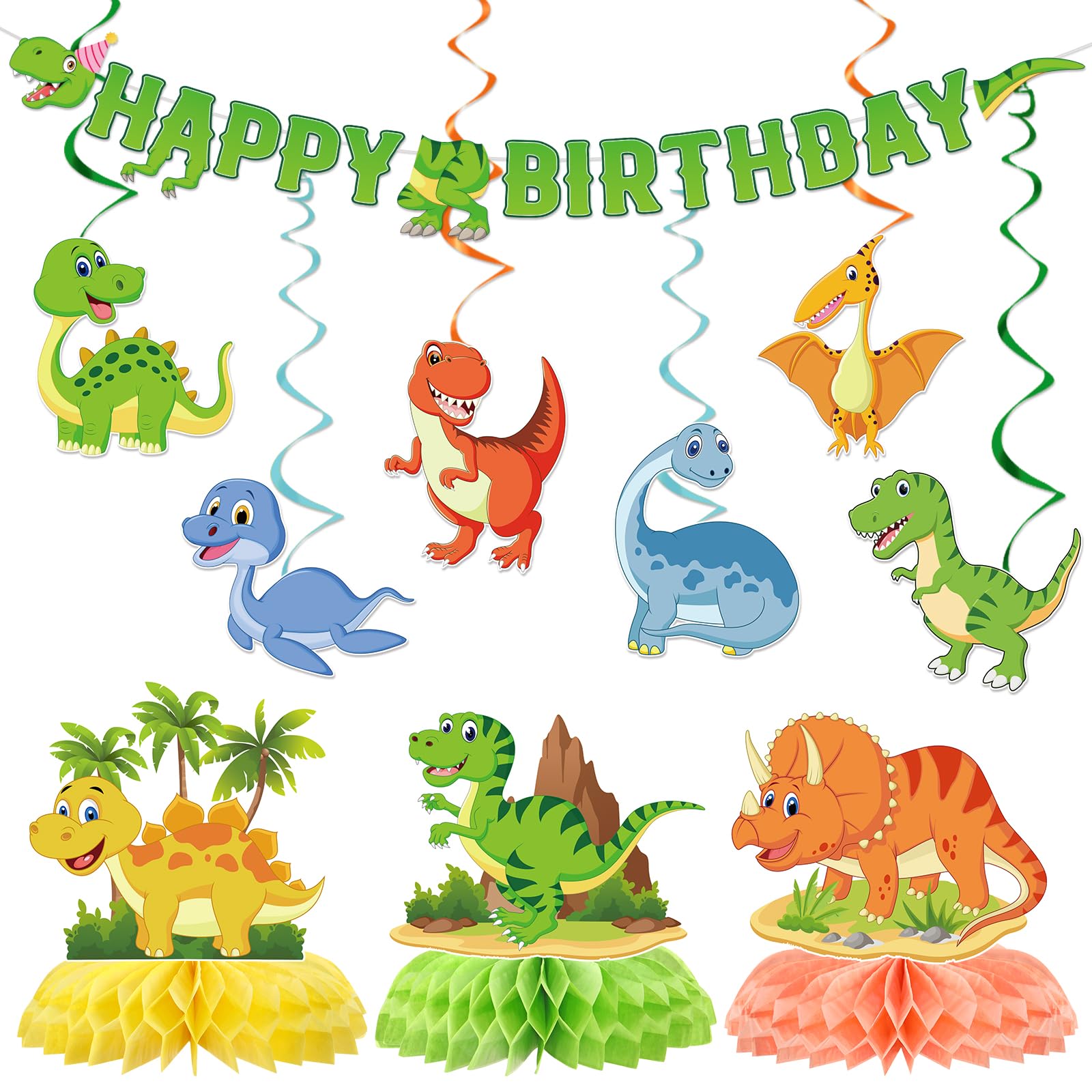 Amazon.com: Hokinaa Dinosaur Birthday Party Decorations - 10 Pcs ...