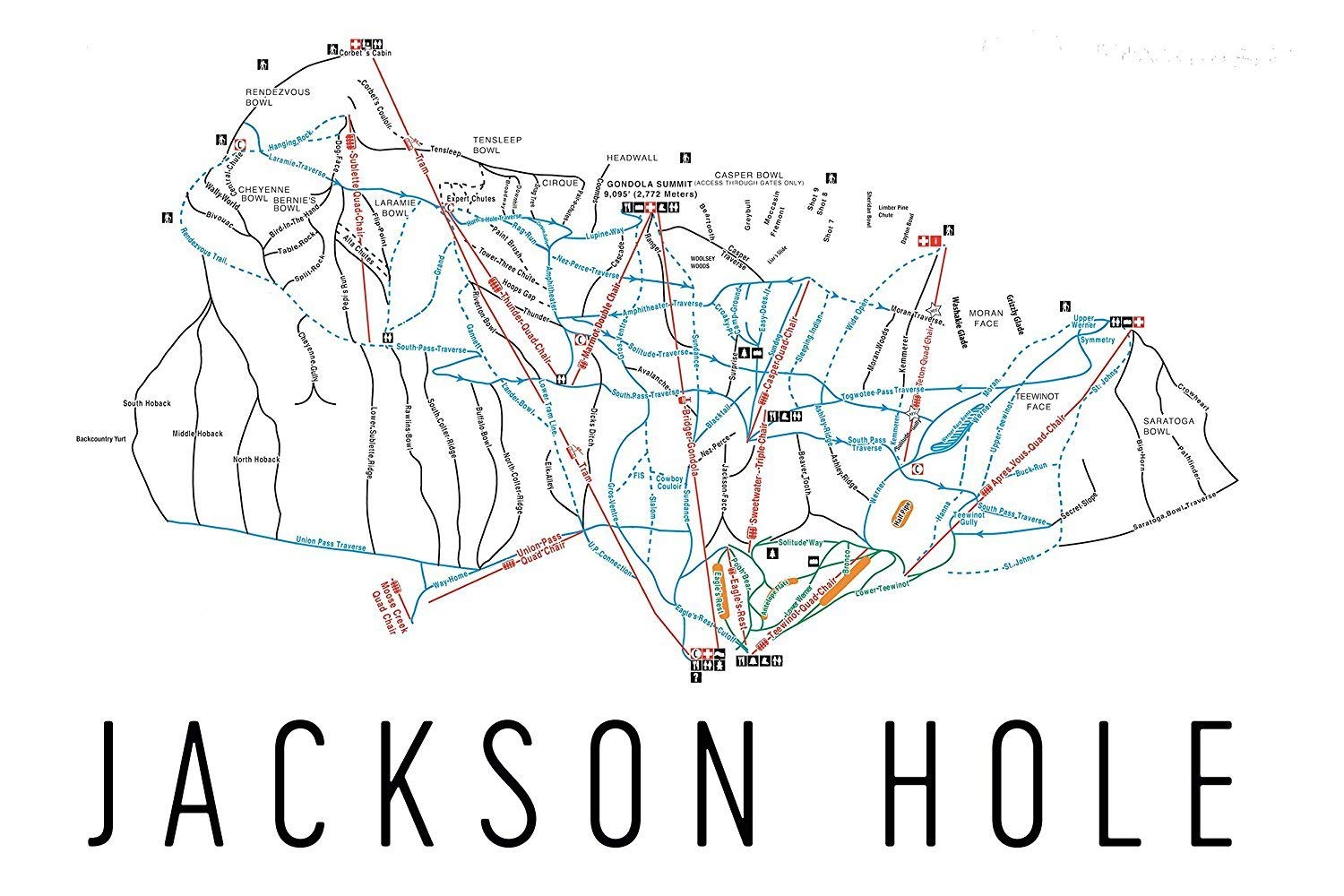 Jackson Hole Trail Map Poster Jackson Hole WY Maps AllTrips
