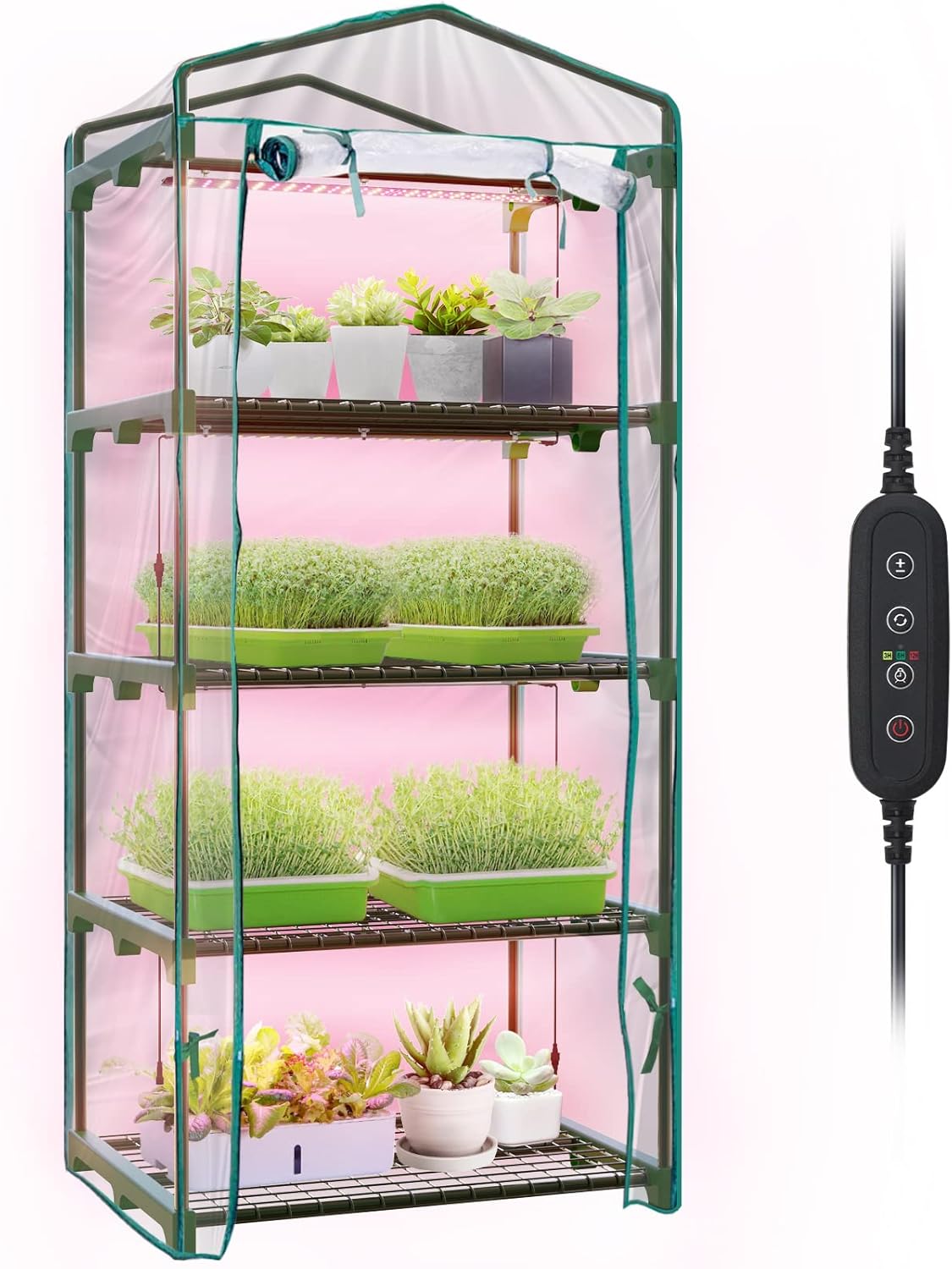 Amazon.com : Bstrip Indoor Greenhouse with Grow Lights, 4 Tier 27.2" L× ...