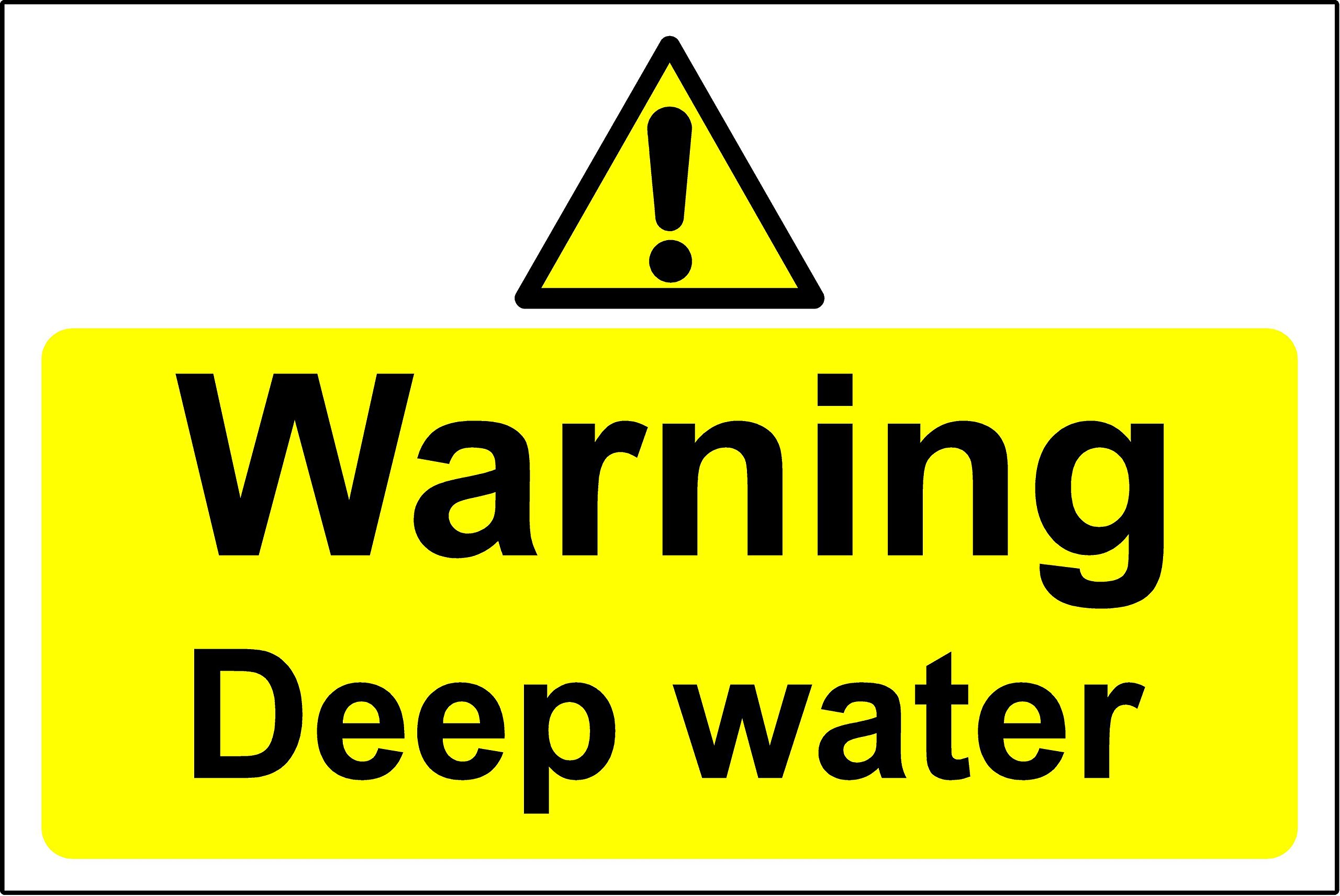 Warning deep water sign - 1.2mm rigid plastic 300mm x 200mm : Amazon.co ...