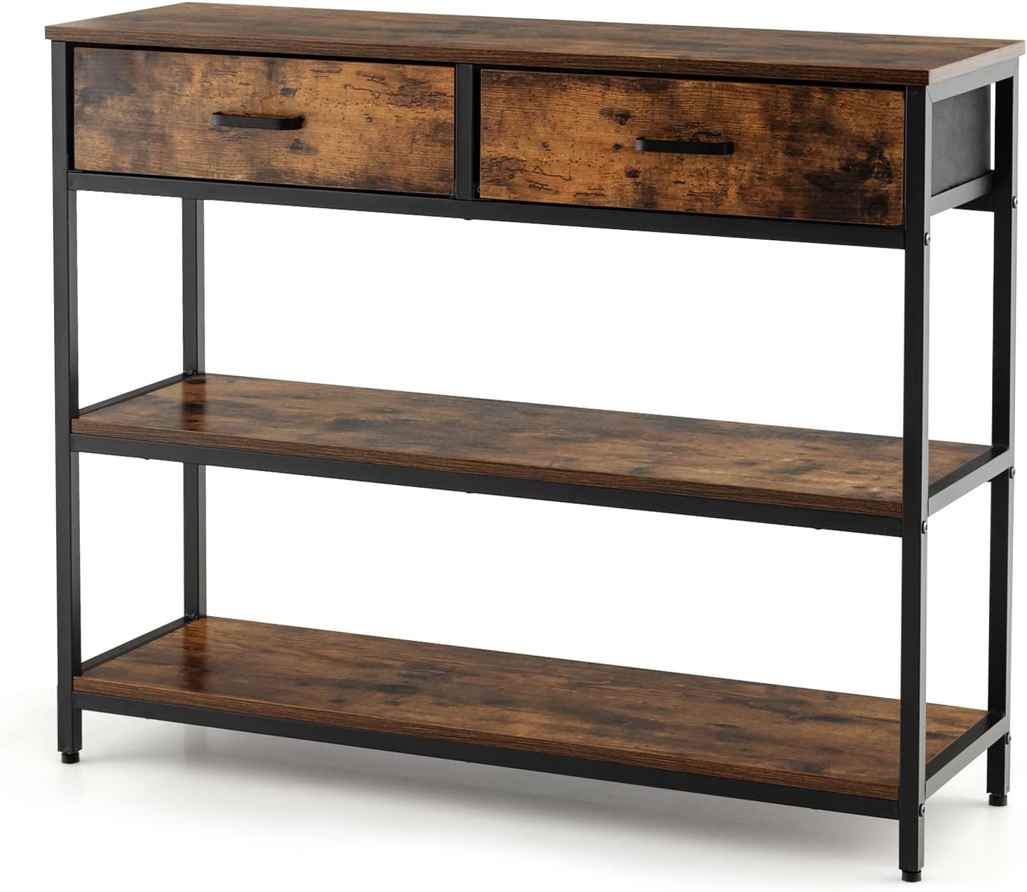 LIFEZEAL Table de Console à 3 Niveaux avec 2 Tiroirs Pliables en Tissu ...