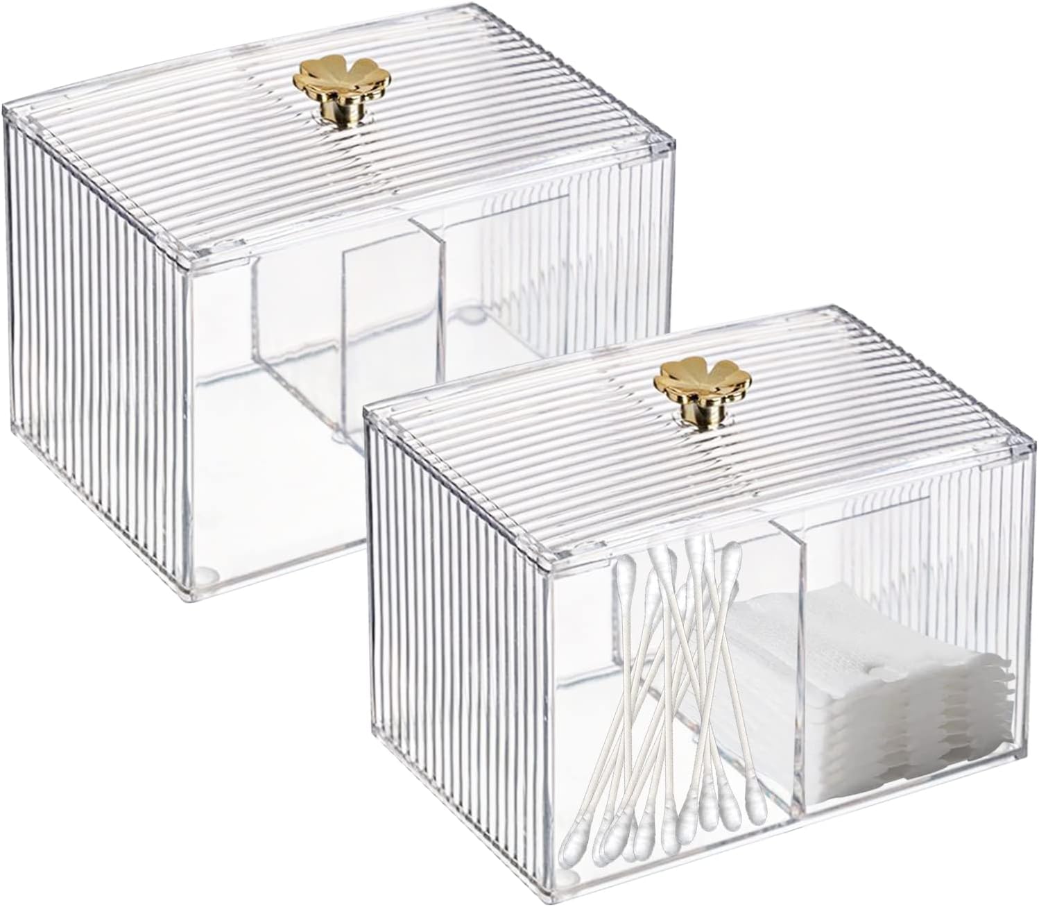 Chris.W 2 Pack Cotton Pad Holder, Acrylic Qtip Dispenser Box with Lid ...