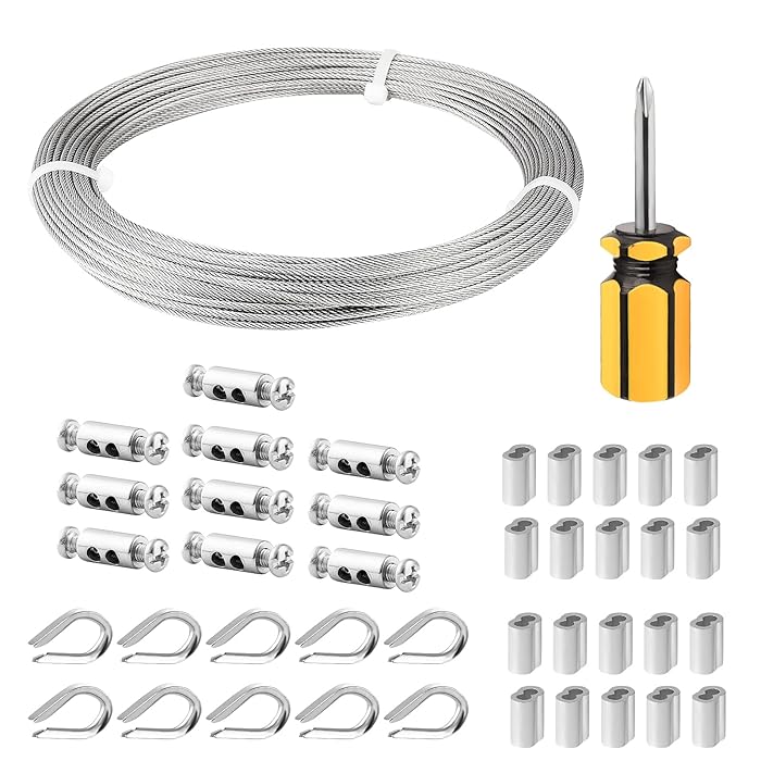 Buy FSHIHINE 1/16 Wire Cable 304 Stainless Steel Garden Wire Rope 30M ...