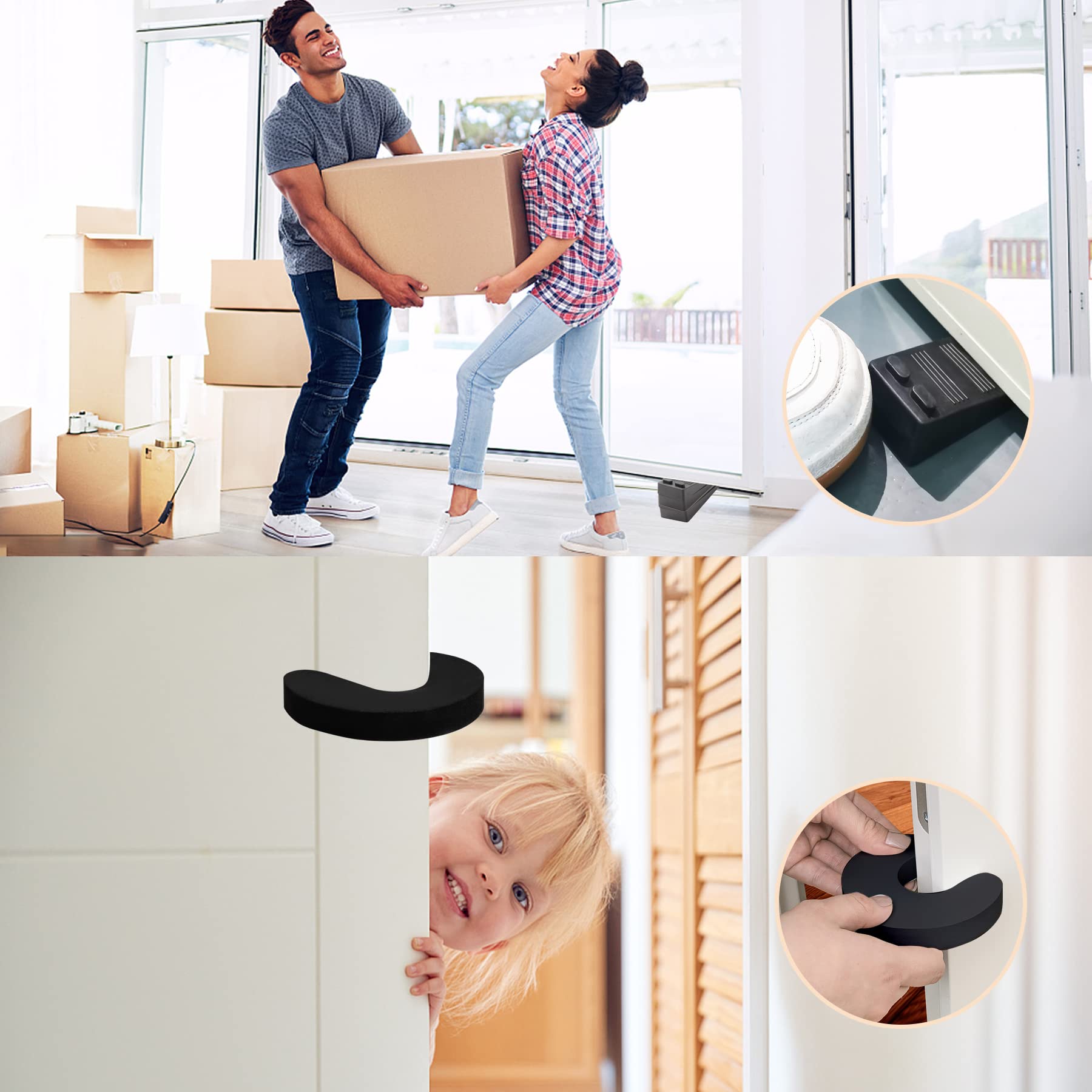 Door Stoppers [8 Pack] - Rubber Door Stopper Wedge (4-Pack) and Door ...