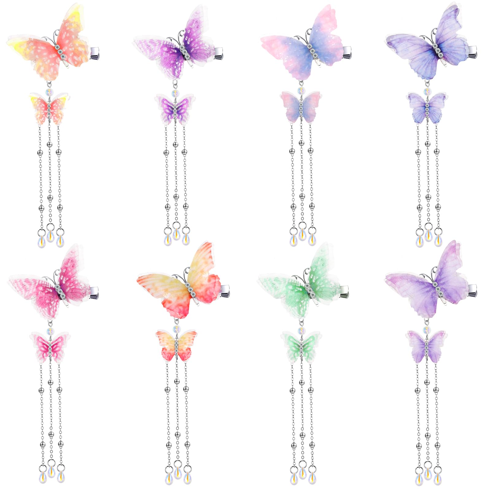 Amazon.com : BBTO 8 Pcs Tassel Butterfly Hair Clips Christmas 3D ...