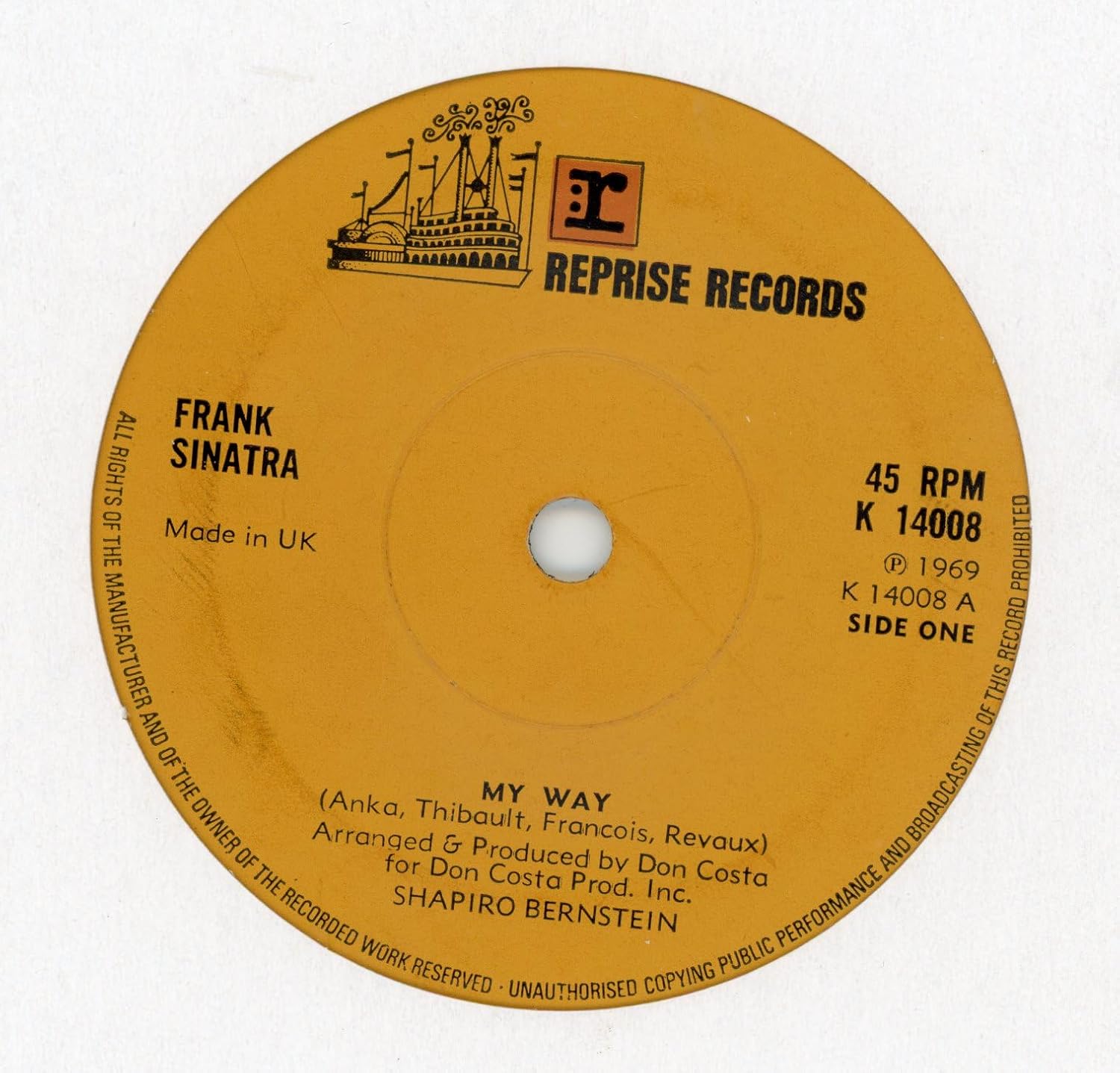 Amazon.com: FRANK SINATRA - MY WAY - 7 inch vinyl / 45: CDs & Vinyl