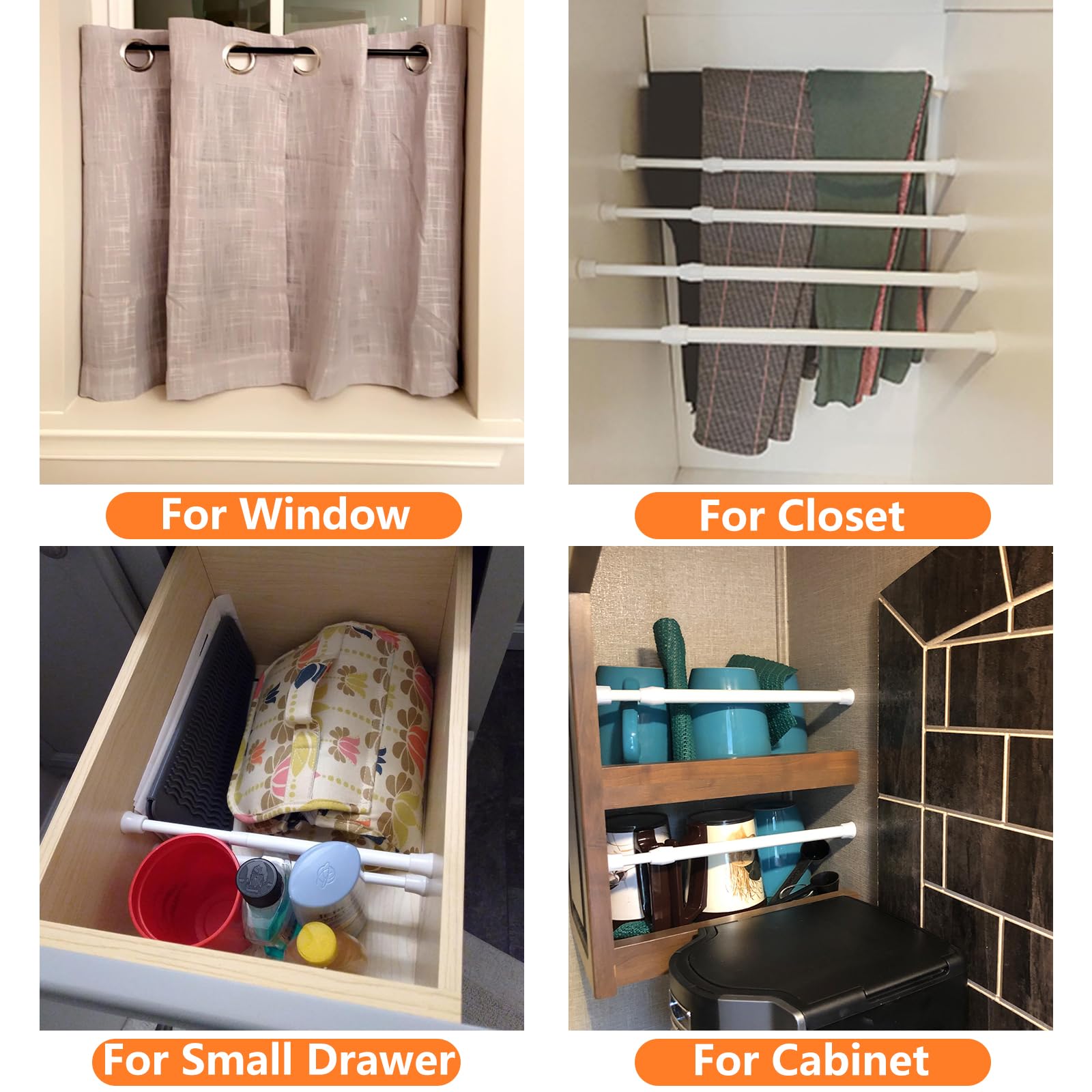 Snapklik.com : KXLife 6 Pack Small Spring Tension Curtain Rod ...