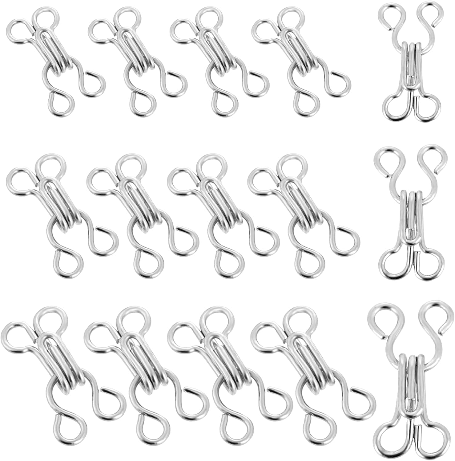 Amazon.com: 60 PCS Silver Sewing Hooks and Eyes Closure Multi Size 12 ...