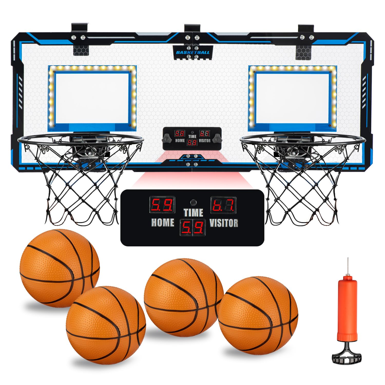 Amazon.com: VROGTIK Indoor Double Shot Basketball Hoop - Over The Door ...