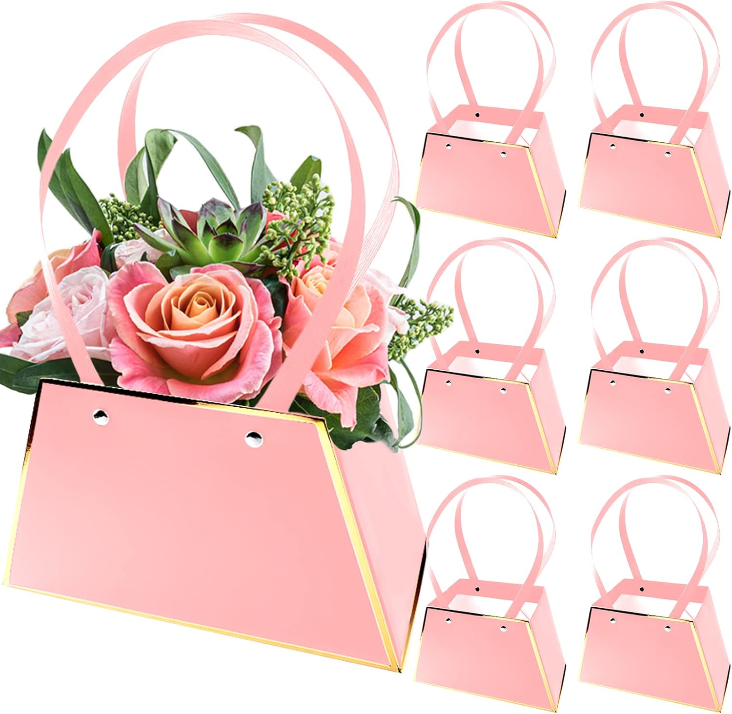 Amazon.com: 6 Pieces Tote Flower Bags for Bouquet Wrapping Portable ...