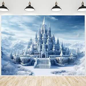 Amazon.com : CRTPOD Winter Castle Backdrop Blue Ice Snowy Forest ...