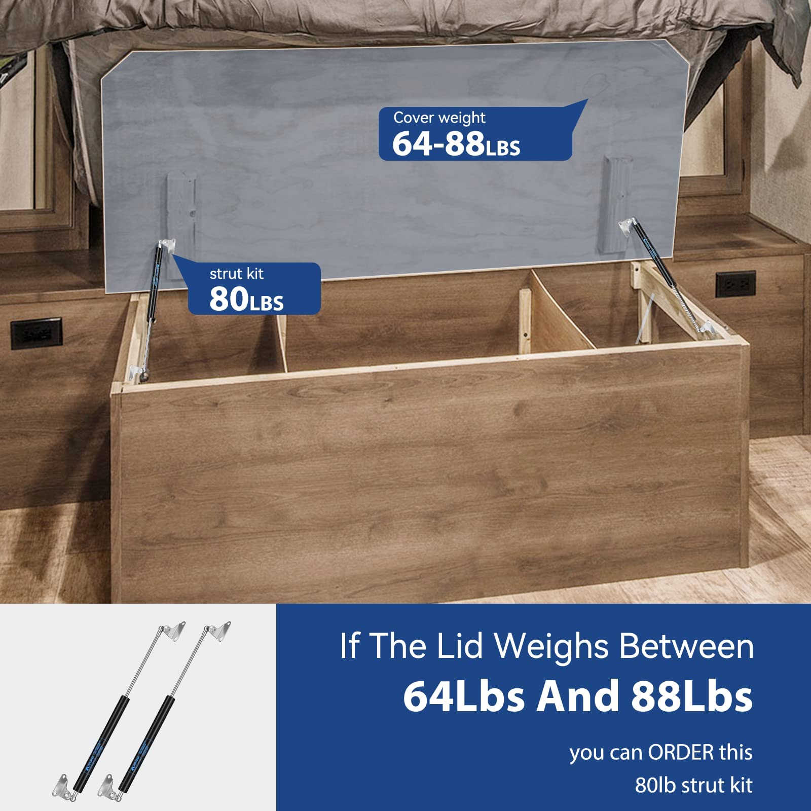 Snapklik.com : 15 Inch 80 LB Gas Prop Struts Shocks, 15 355N Lift ...