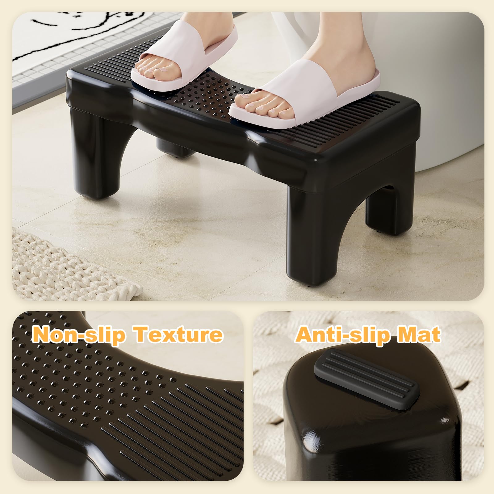 Snapklik.com : Black Toilet Stool Squat Adult, 7" Squatting Poop Stool ...