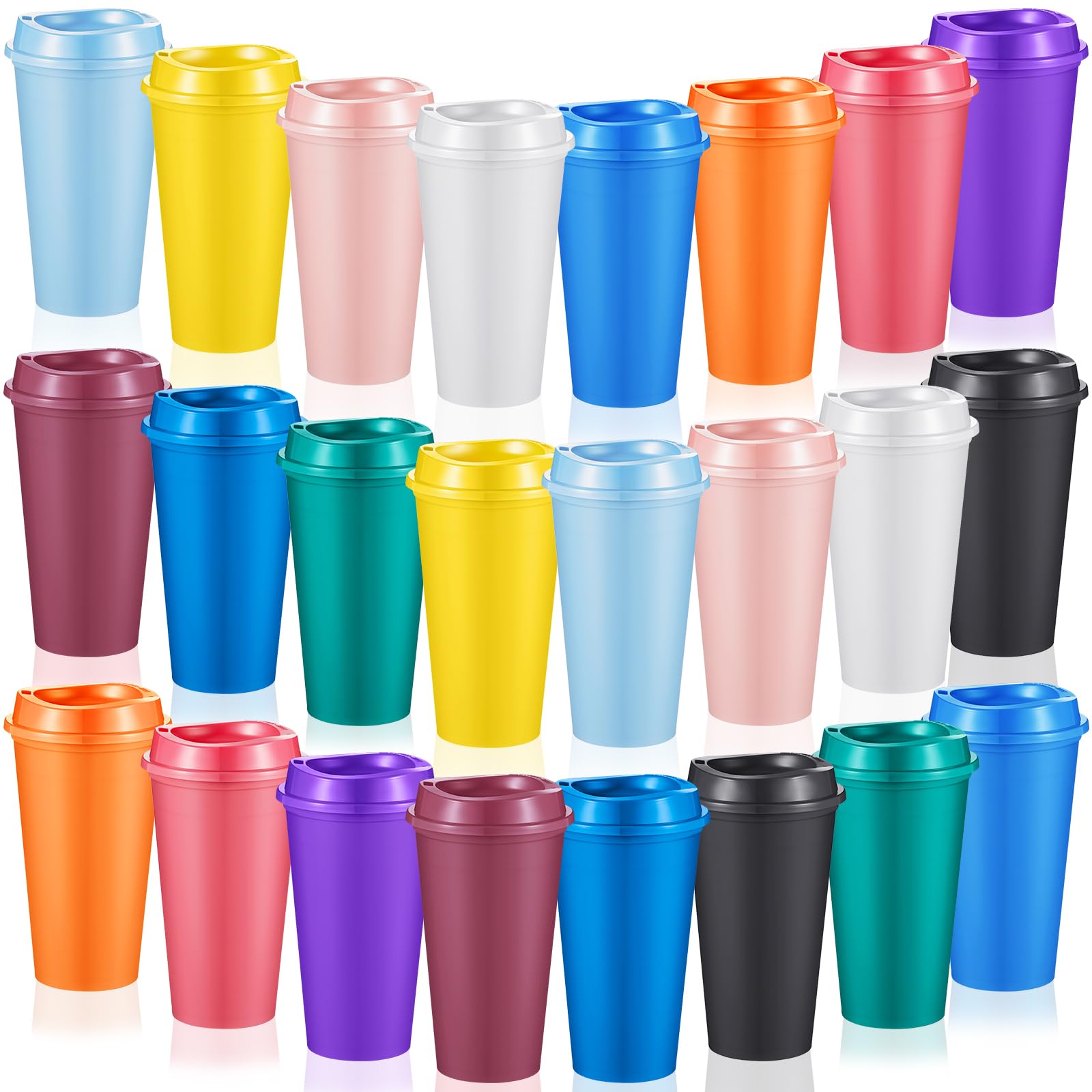 Amazon.com | FillTouch 24 Pcs Reusable Coffee Cups with Lids 16 oz ...