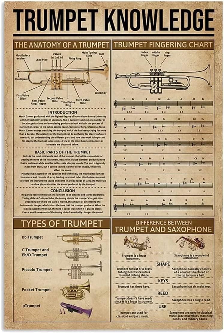 Amazon.com: Starotore Trumpet Knowledge Metal Tin Signs Vintage Trumpet ...