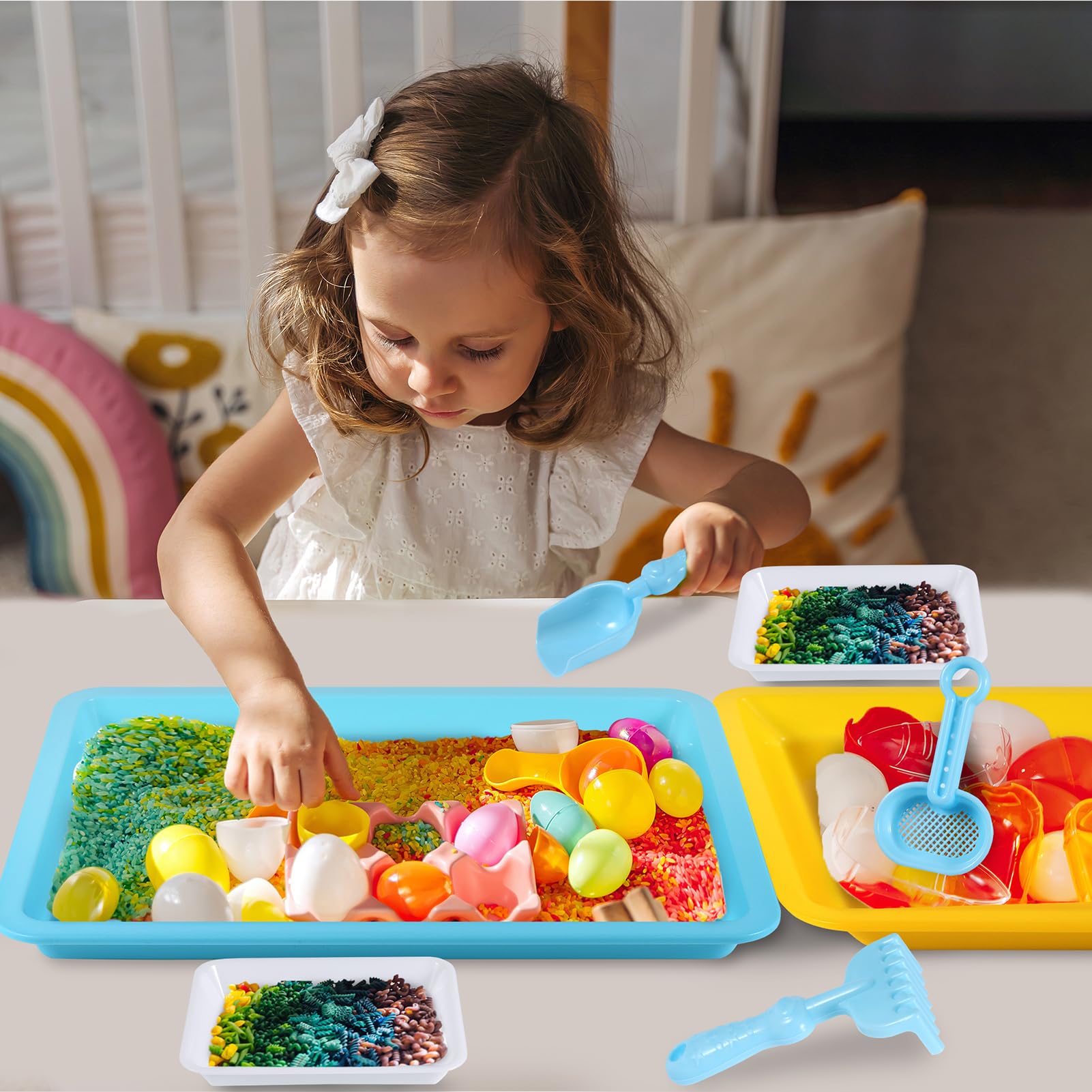 Pllieay Sensory Play Tray Tuff Tray Messy Play Tray -Portable Large ...