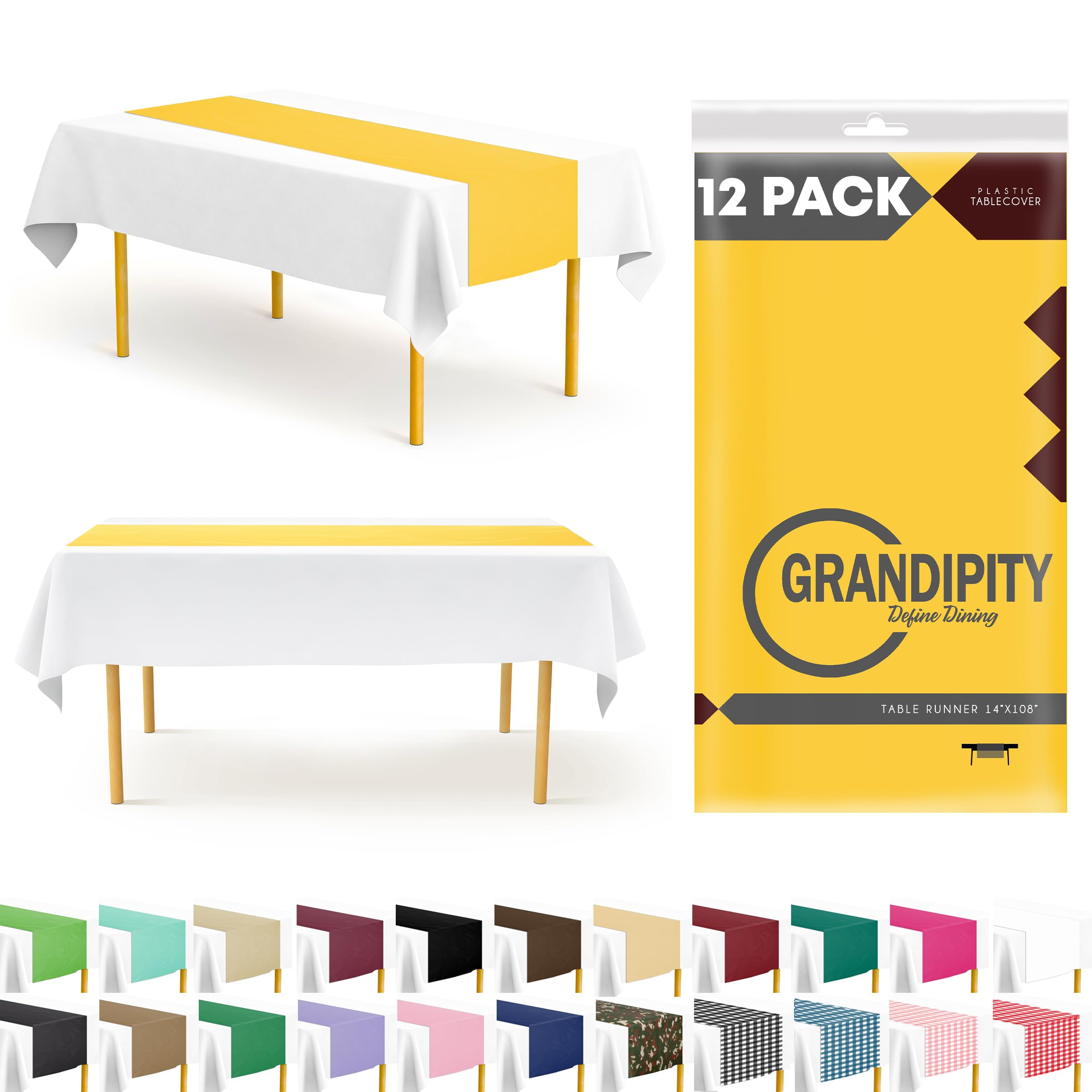 Snapklik.com : Yellow 12 Pack Premium Disposable Plastic Table Runner ...