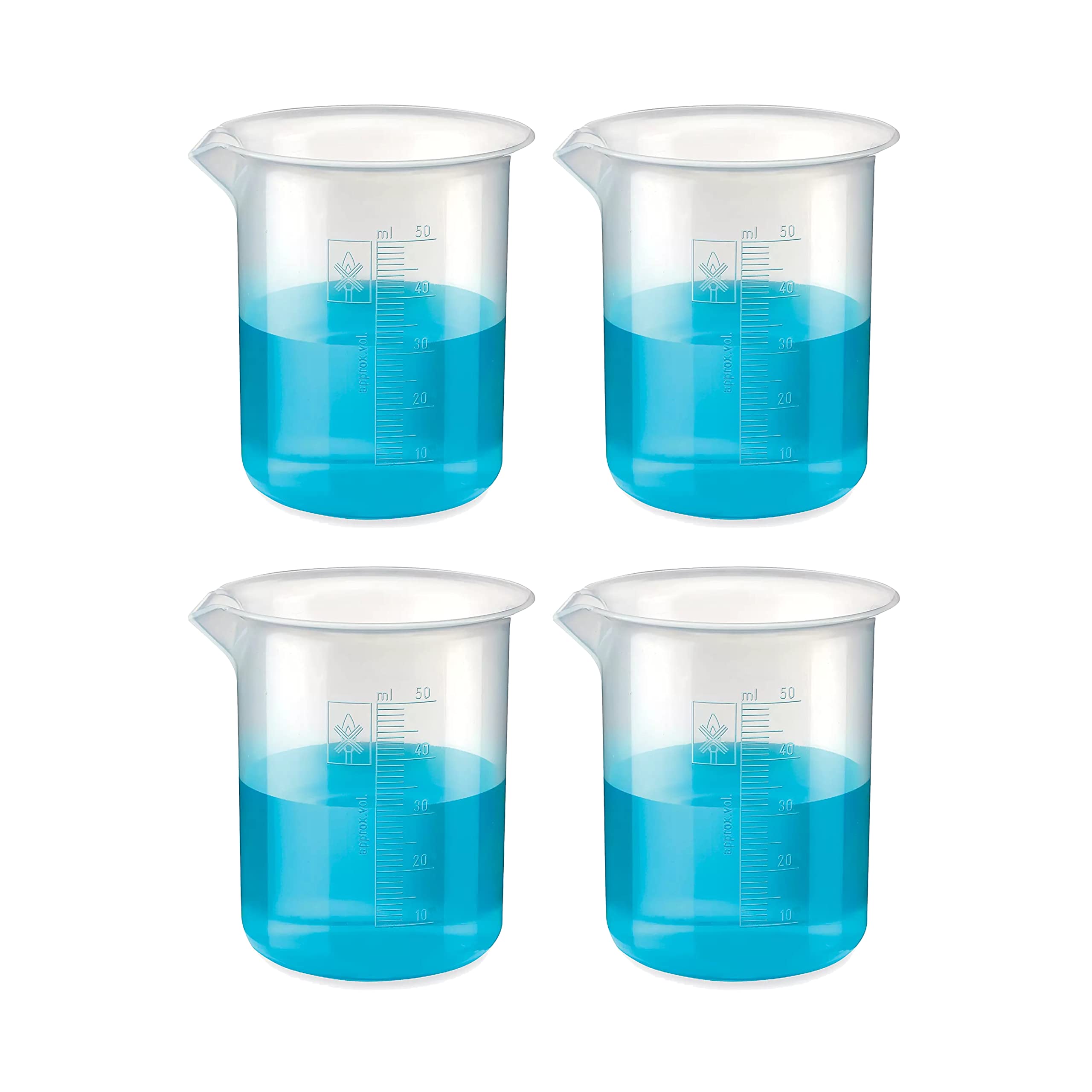 Bello Polypropylene Plastic Beaker 50 ml with Graduation Marks, Pack of ...