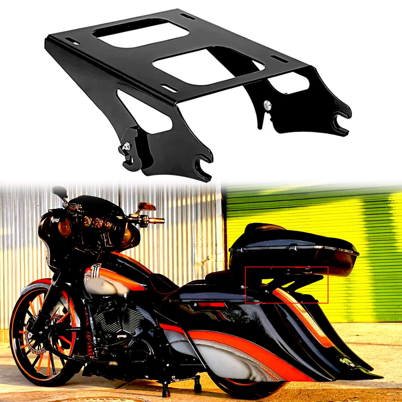 Amazon.com: JMTBNO Motorcycle Black Luggage Rack Detachable Two Up Tour ...