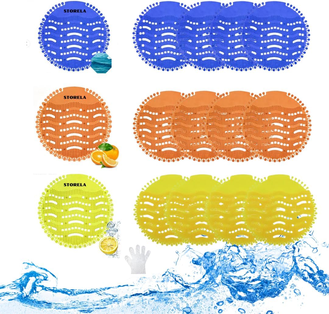 15 Packs Urinal Screen Deodorizer (5 Gloves) - Splash Free Urinal Mats ...