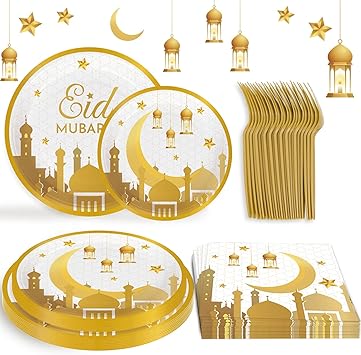 Amazon.com: QIFU Eid Mubarak Decorations for Home - 24 Servings with ...