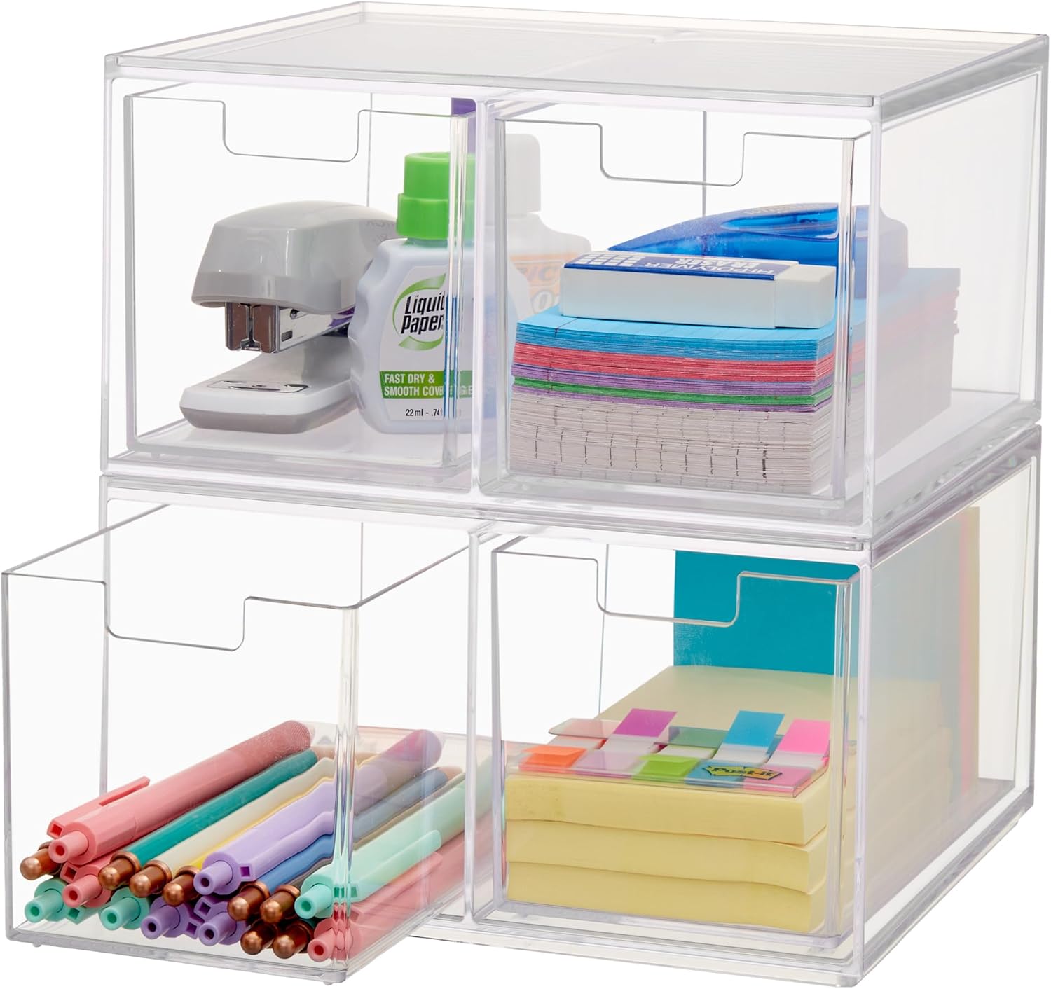 Amazon.com: STORi Chloe Space-Saving Clear Drawer Organizer (4 Tall ...