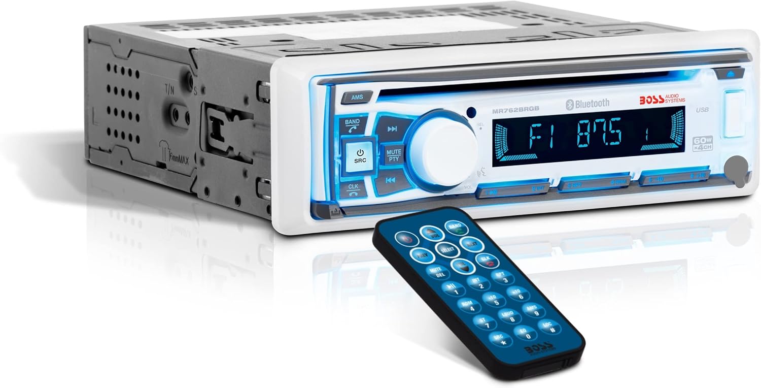 BOSS Audio Systems MR762BRGB Marine Stereo - Single Din, Bluetooth ...