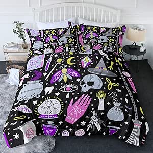 Amazon.com: BlessLiving Halloween Witch Items Comforter Set Full/Queen ...