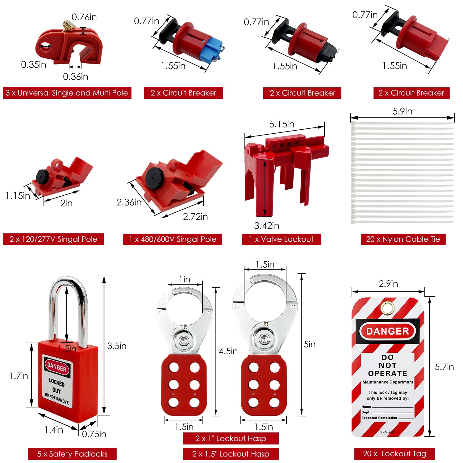 Lock Out Kit Lockout Tagout Kit - Clamp-On Circuit Breaker Lockout ...