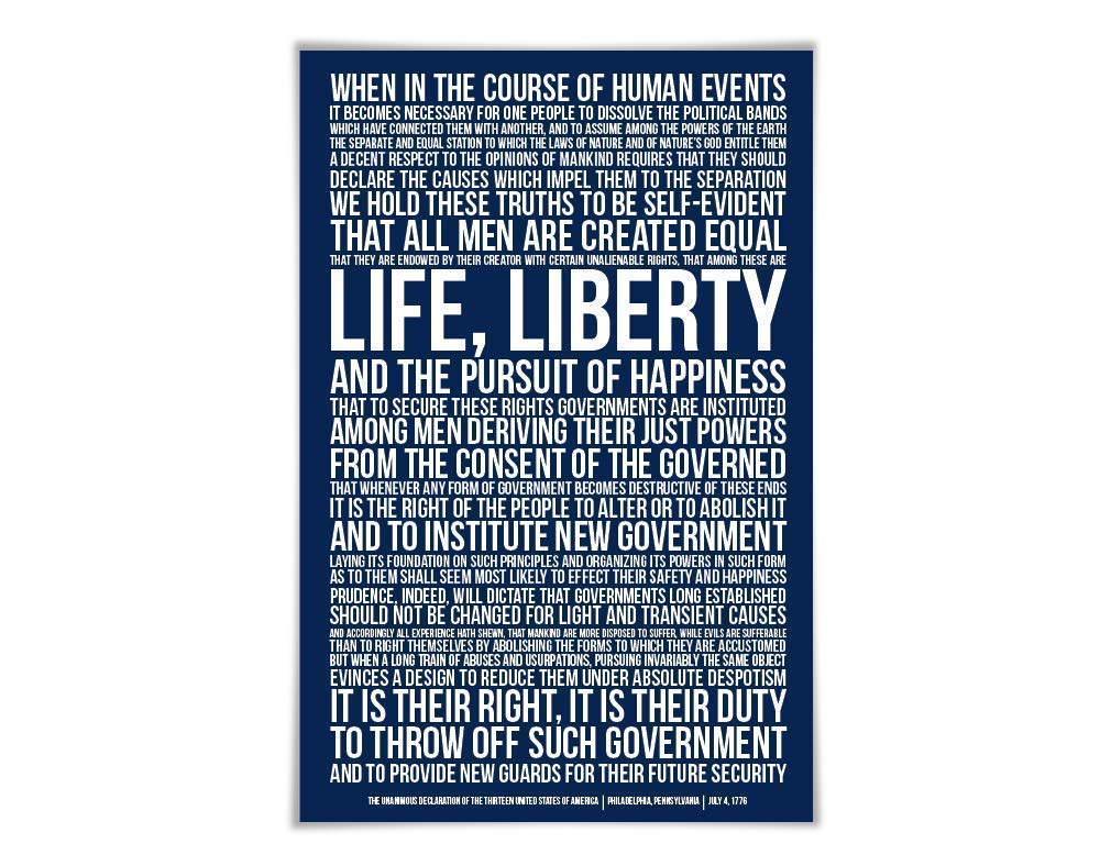 Amazon.com: Declaration of Independence Art Print. 60 Colours/2 Sizes ...
