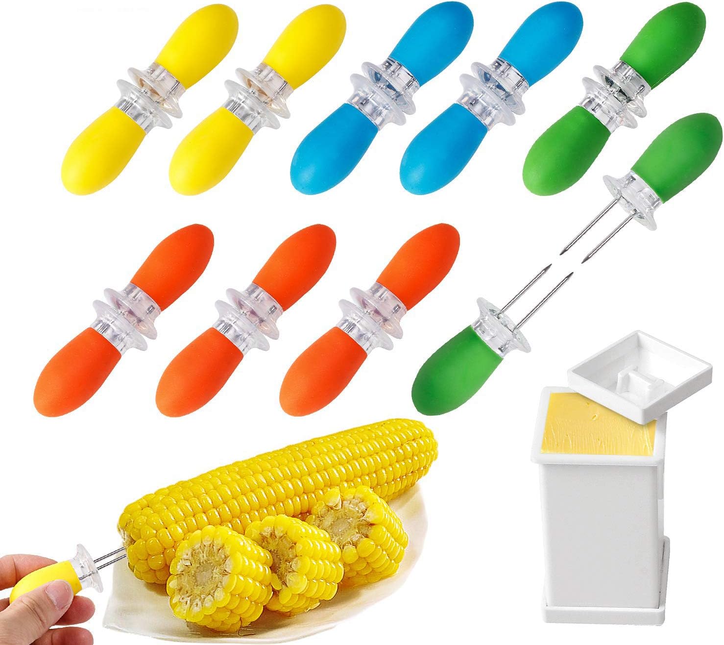 Amazon.com : 18 Pcs Stainless Steel Corn Cob Holders with Silicone ...