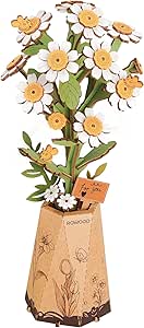 Amazon.com: rowood 3D Puzzle Wooden Flower,DIY Flower Building Block ...