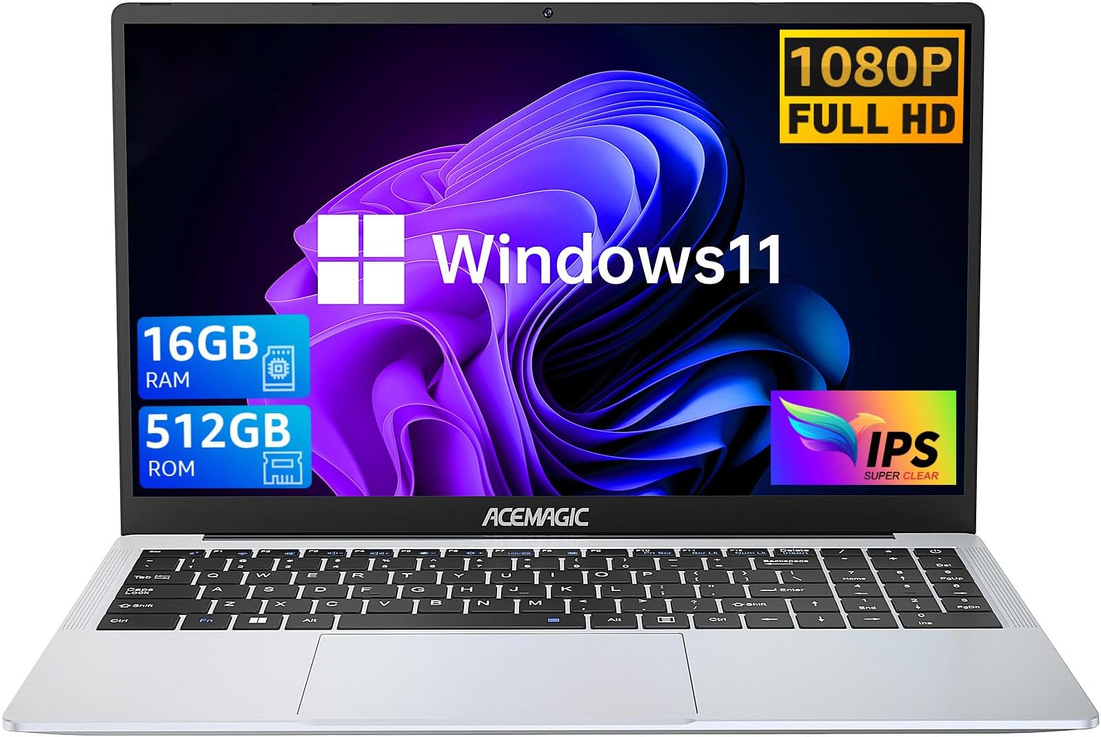 ACEMAGIC Ordinateur portable Windows 11 16 Go DDR4 512 Go SSD, processeur quadricœur Intel N95 ...