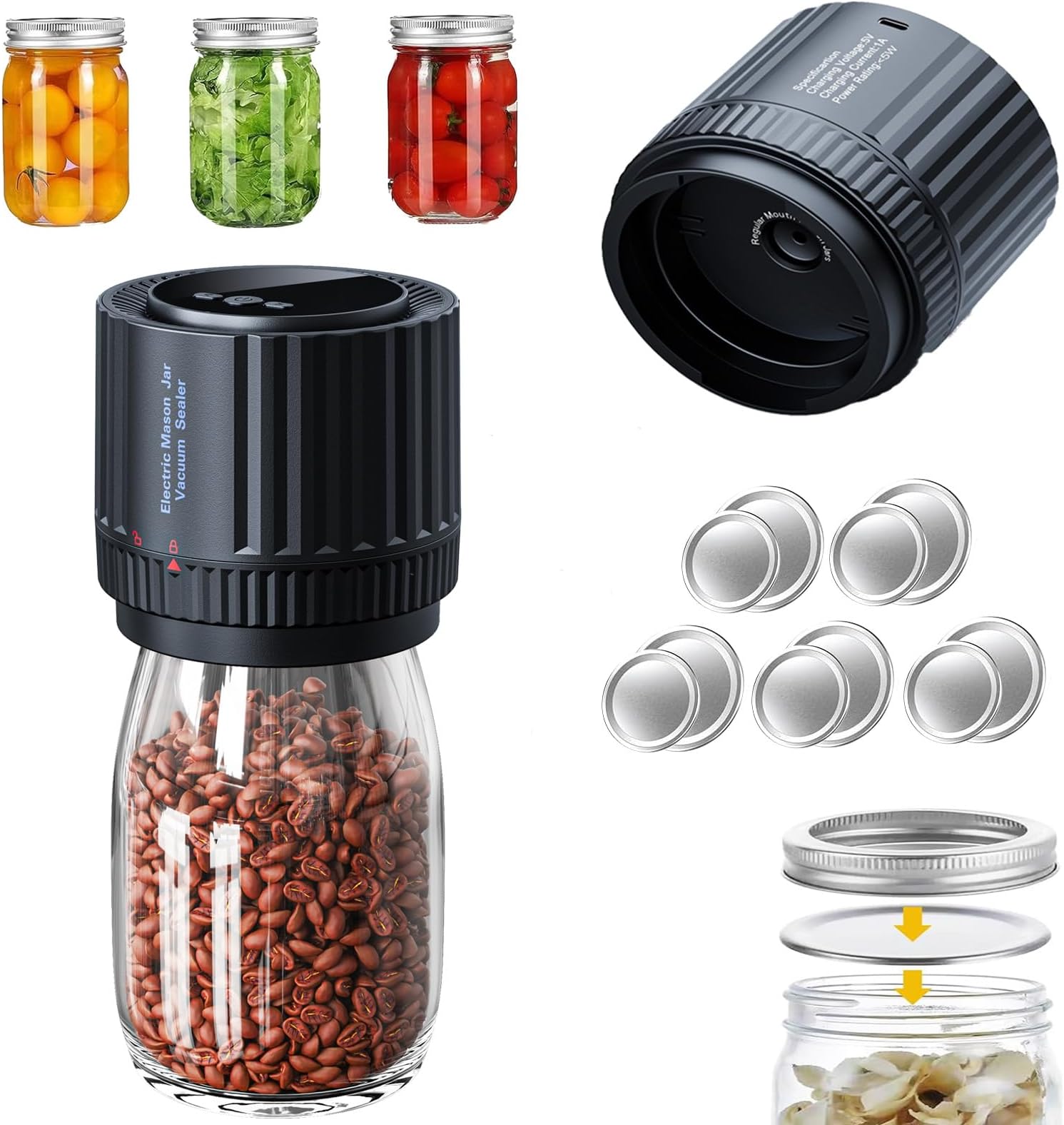 Amazon.com: REDAFONE Electric Mason Jar Vacuum Sealer,True Bright ...