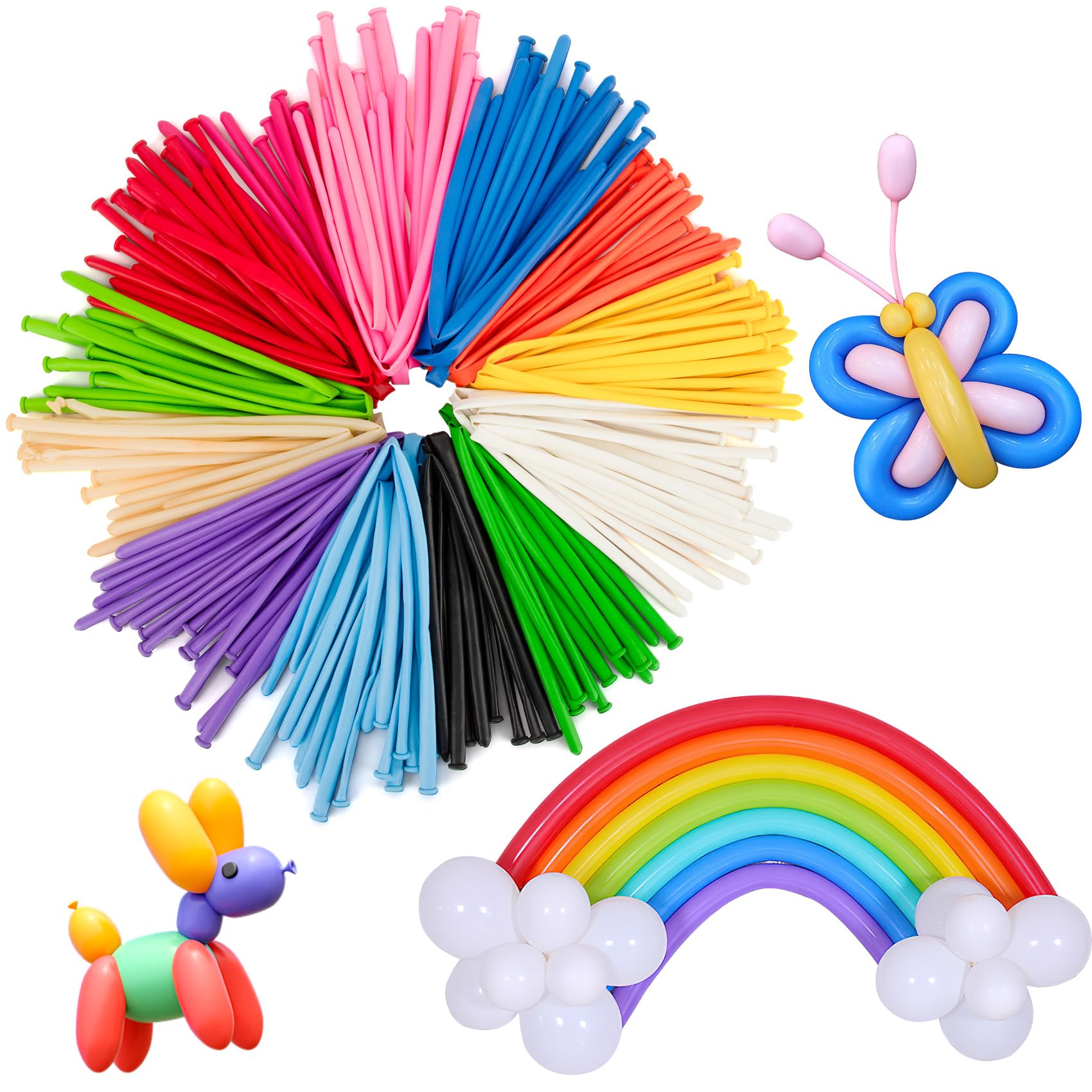 Amazon.com: 260 Balloons, Long Balloons for Tying Balloon Arch, 100Pcs ...