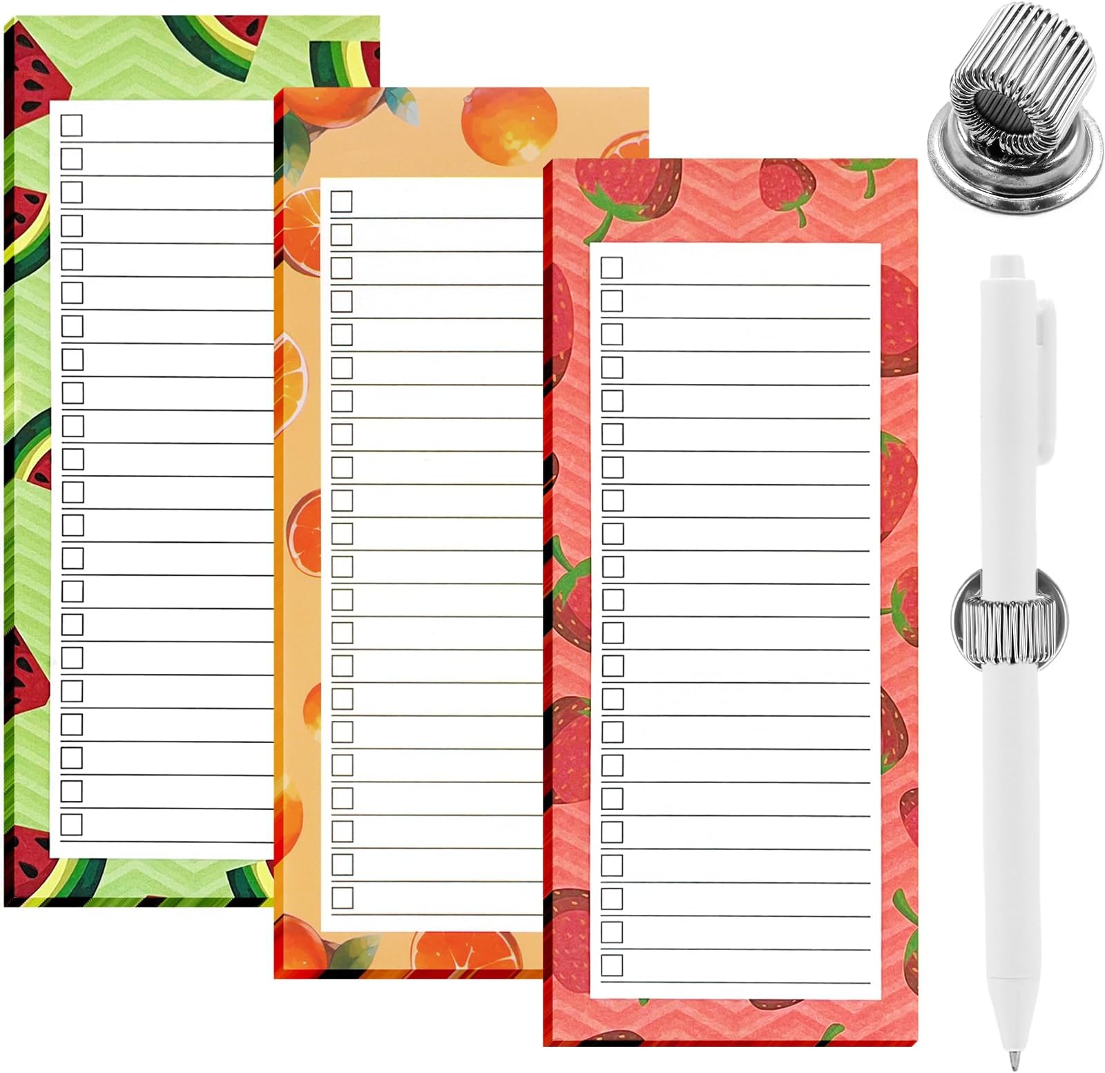 FRIUSATE 2 Pack Magnetic Shopping List Pad & 1 Magnetic Pen Clip 100 ...