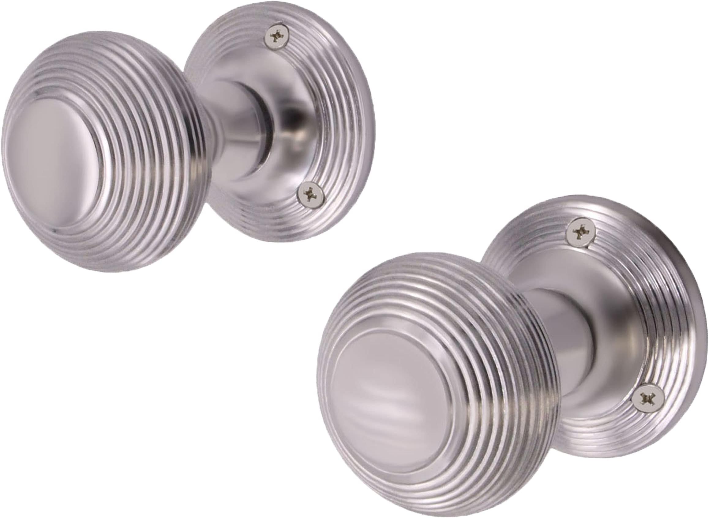 Satin Chrome Victorian Mushroom Rim Door Knobs 50mm : Amazon.co.uk: DIY ...