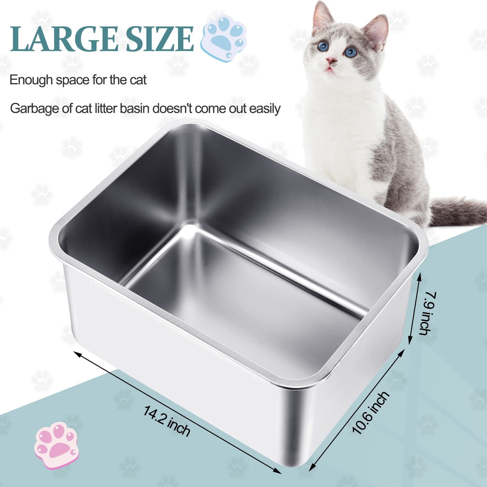 Snapklik.com : Gerrii 3 Packs Extra Large Stainless Steel Litter Box ...