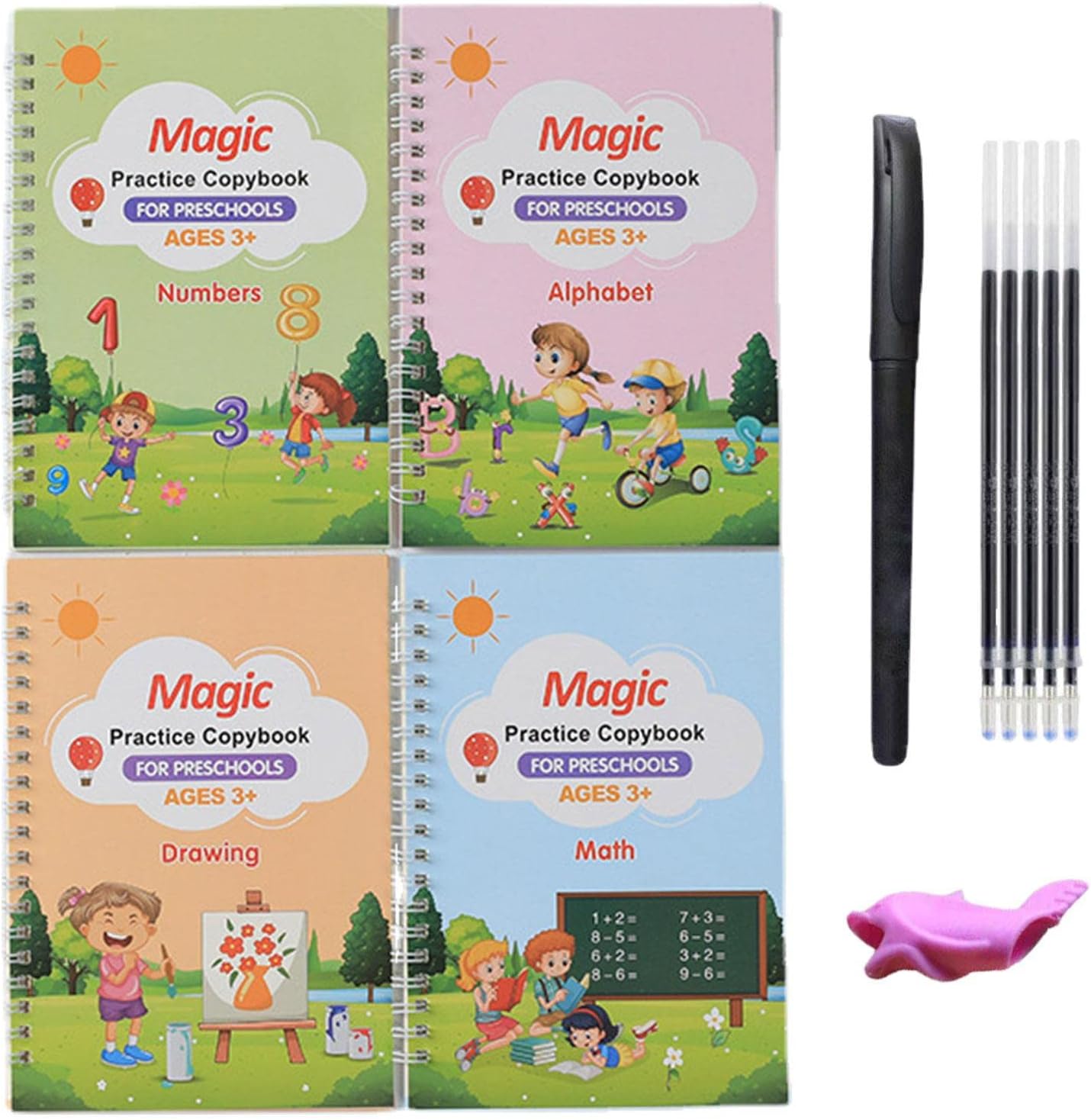 Amazon.com: 4 Magic Practice Copybook for Kids, Reusable Erasable ...
