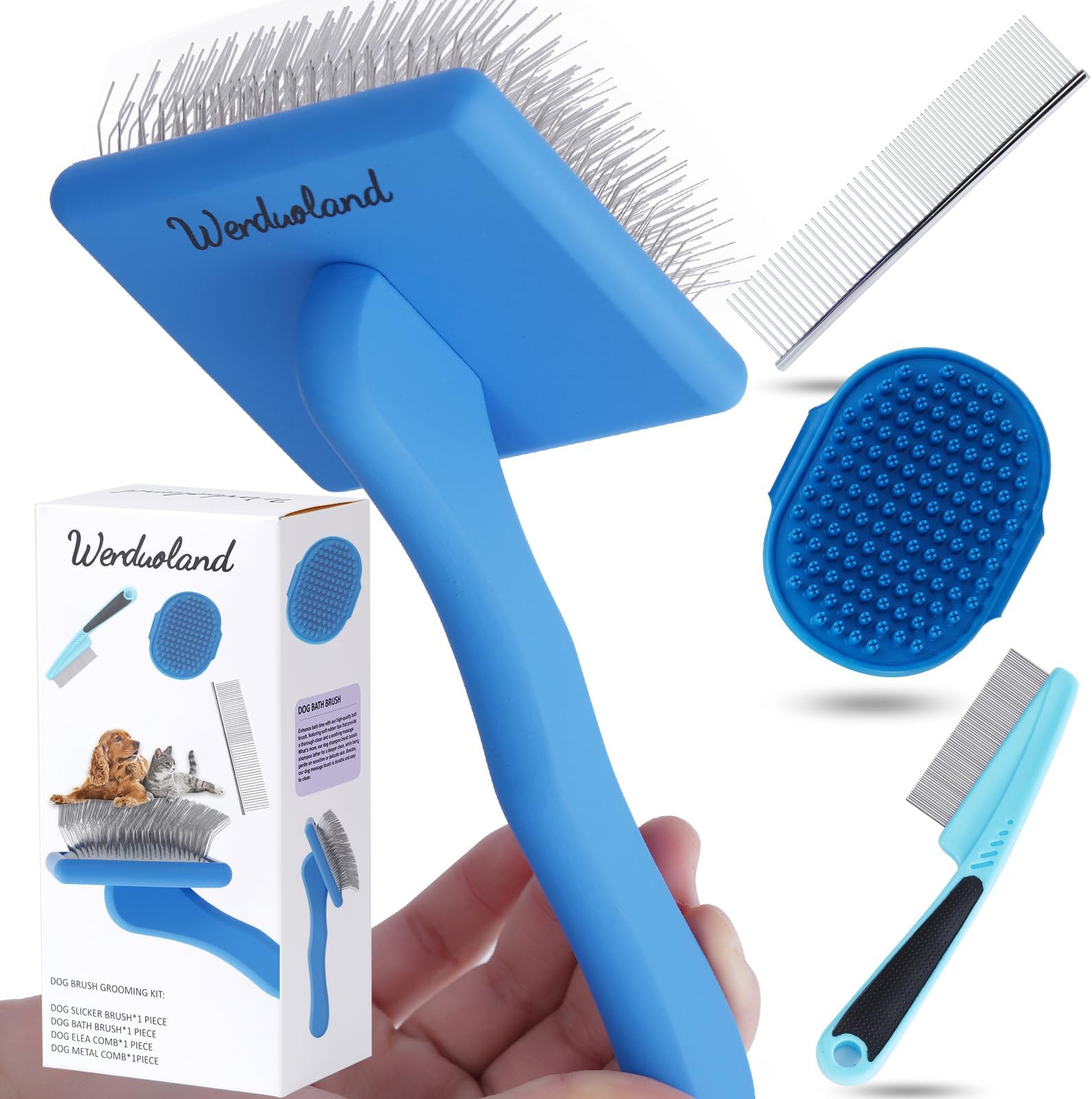 Amazon.com: Werduoland Ergonomic Slicker Brush for Long-Haired Dogs ...