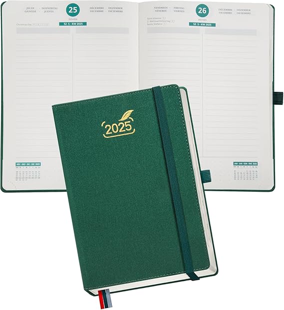 BEZEND 2025 A5-1 Page Per Day Diary with Dual Timetable, Monthly Tab ...
