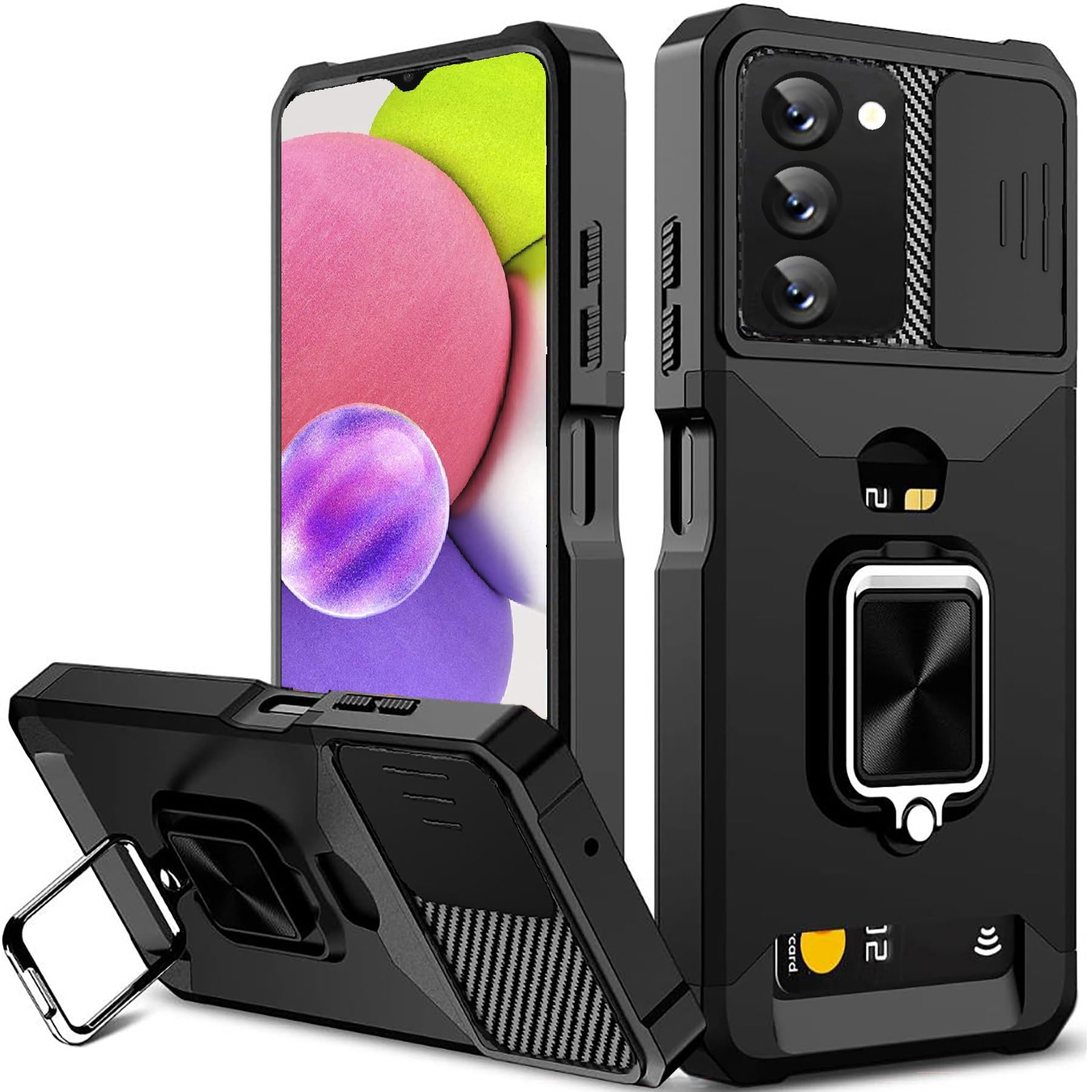 for Samsung Galaxy A03S Case with Card Holder, rojarou Samsung A03S ...